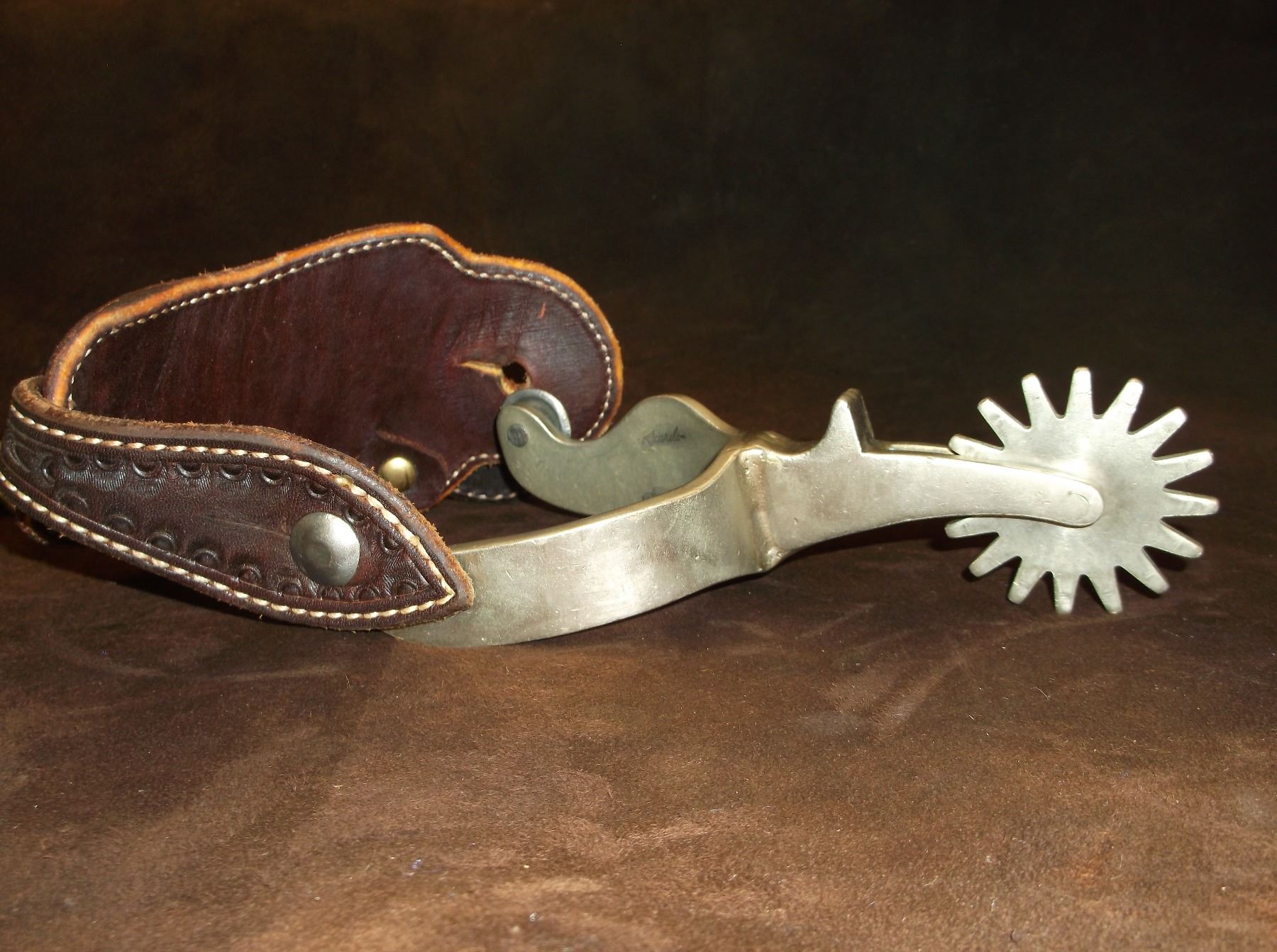 Marked Ricardo Nickel Silver Spurs- Brass Horse Heads- Engraved- Chap ...