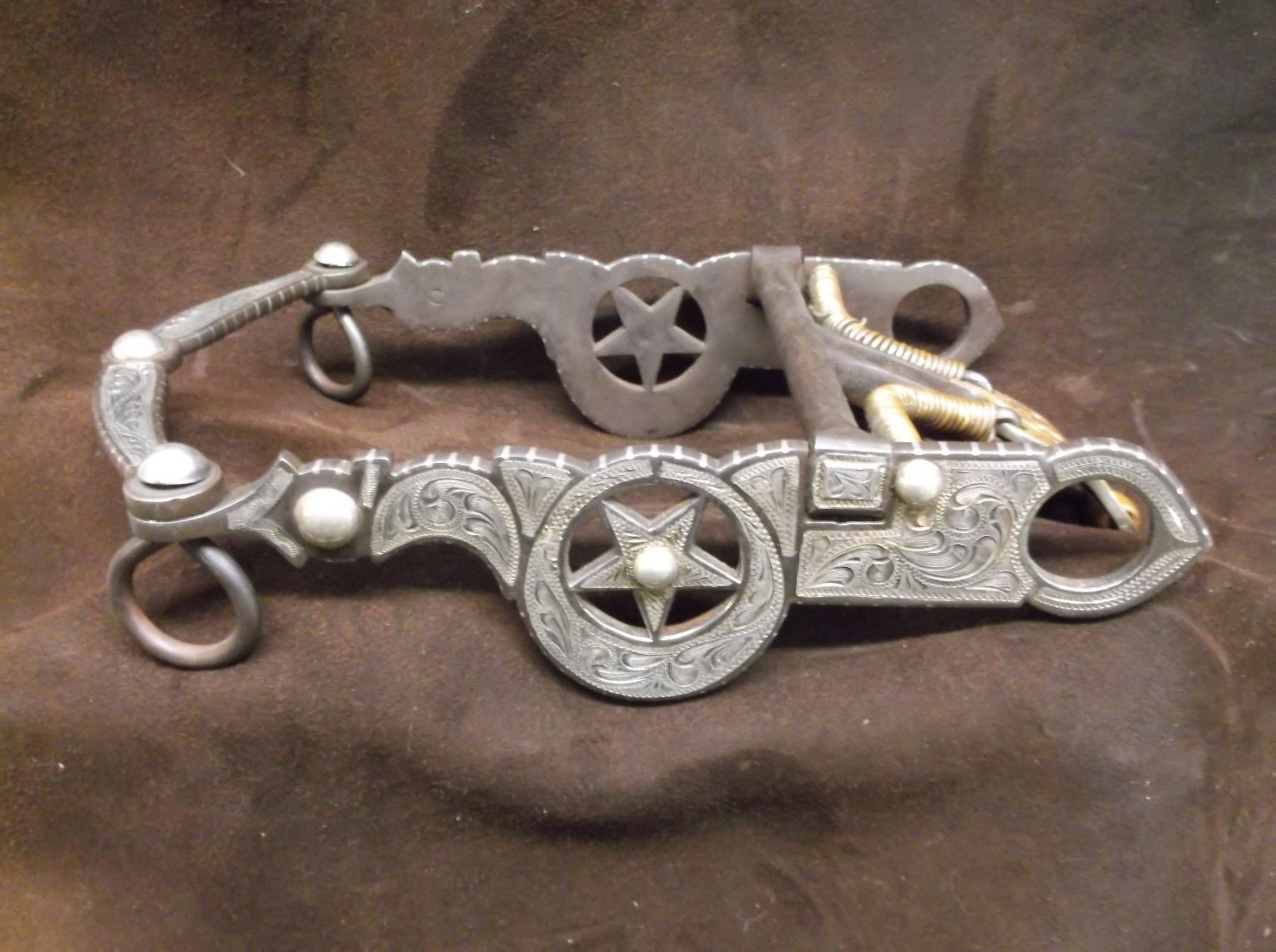Marked E Garcia Silver Inlaid Bit- Santa Barbara Elko Star Cheek ...