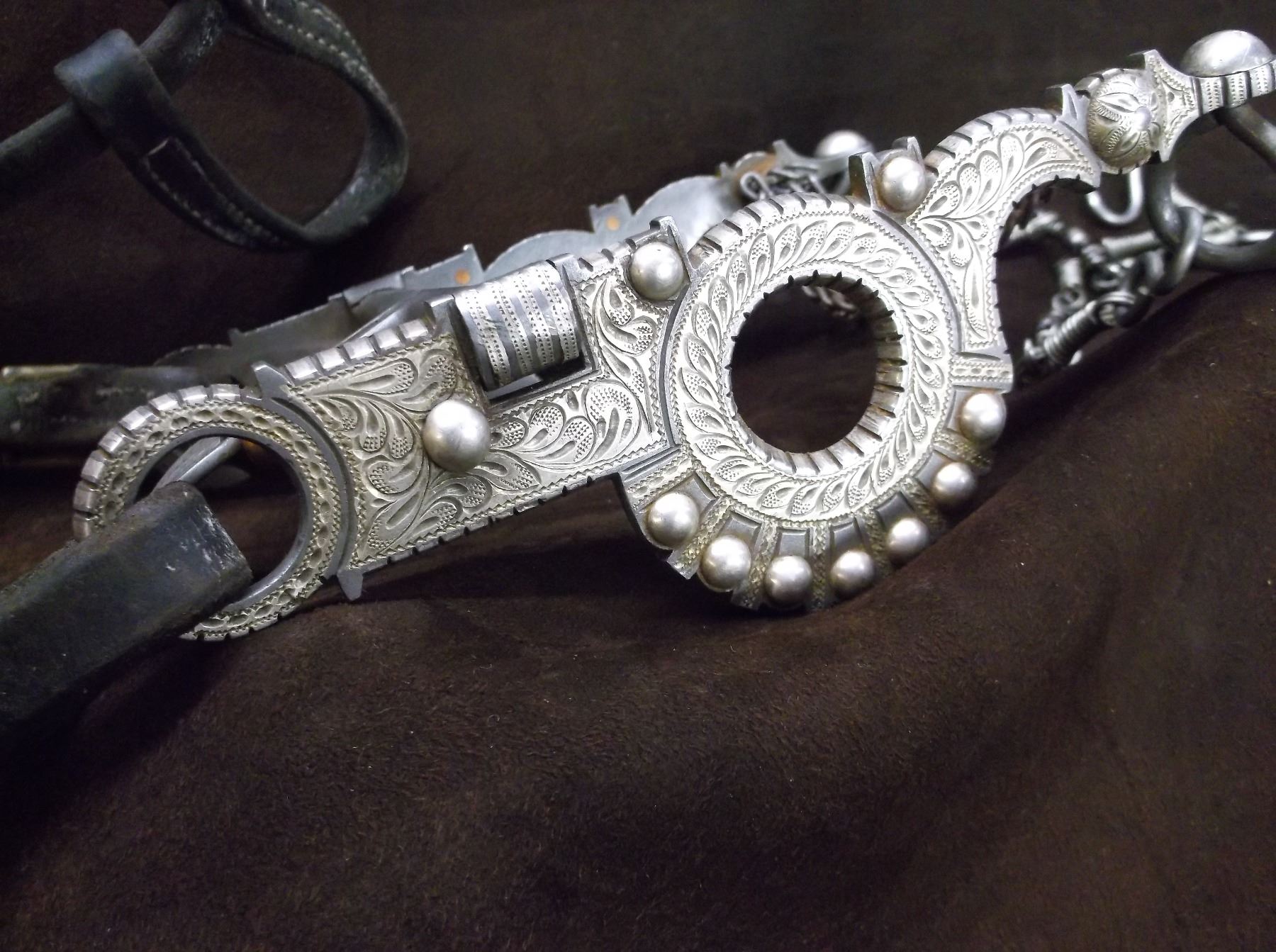 Marked El Gato Silver Inlaid Bit- Santa Barbara Cheek- Engraved Spade ...