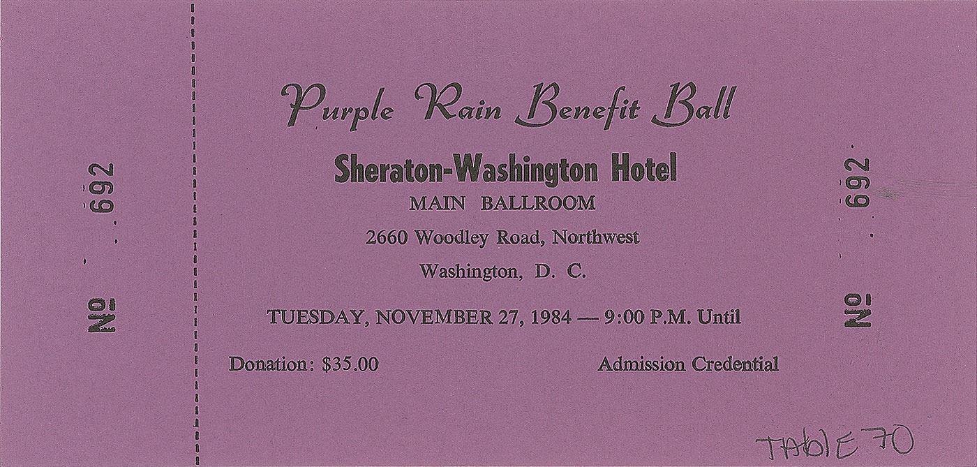 Prince Purple Rain Benefit Invitation and Ticket