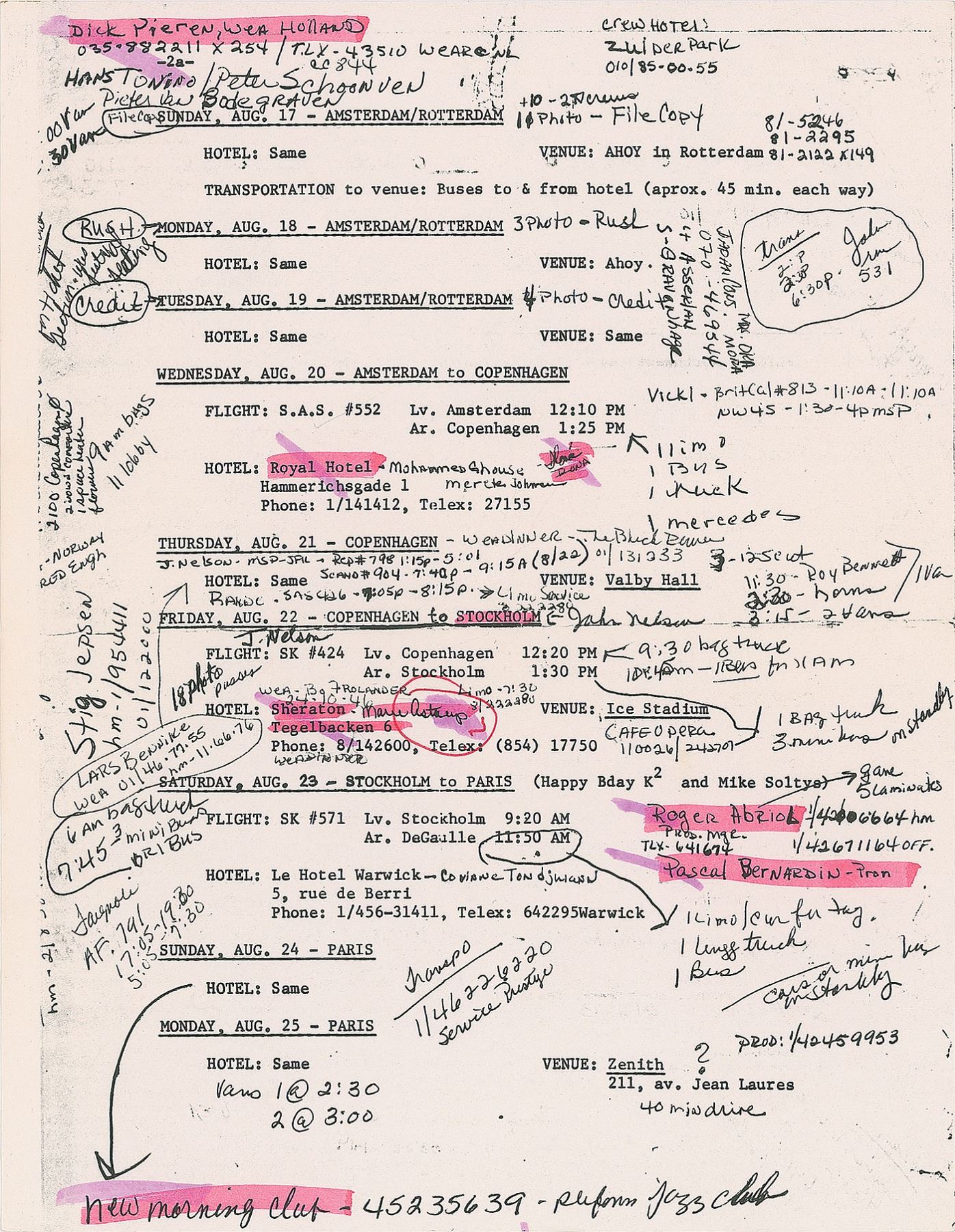 Prince Parade Tour Itinerary