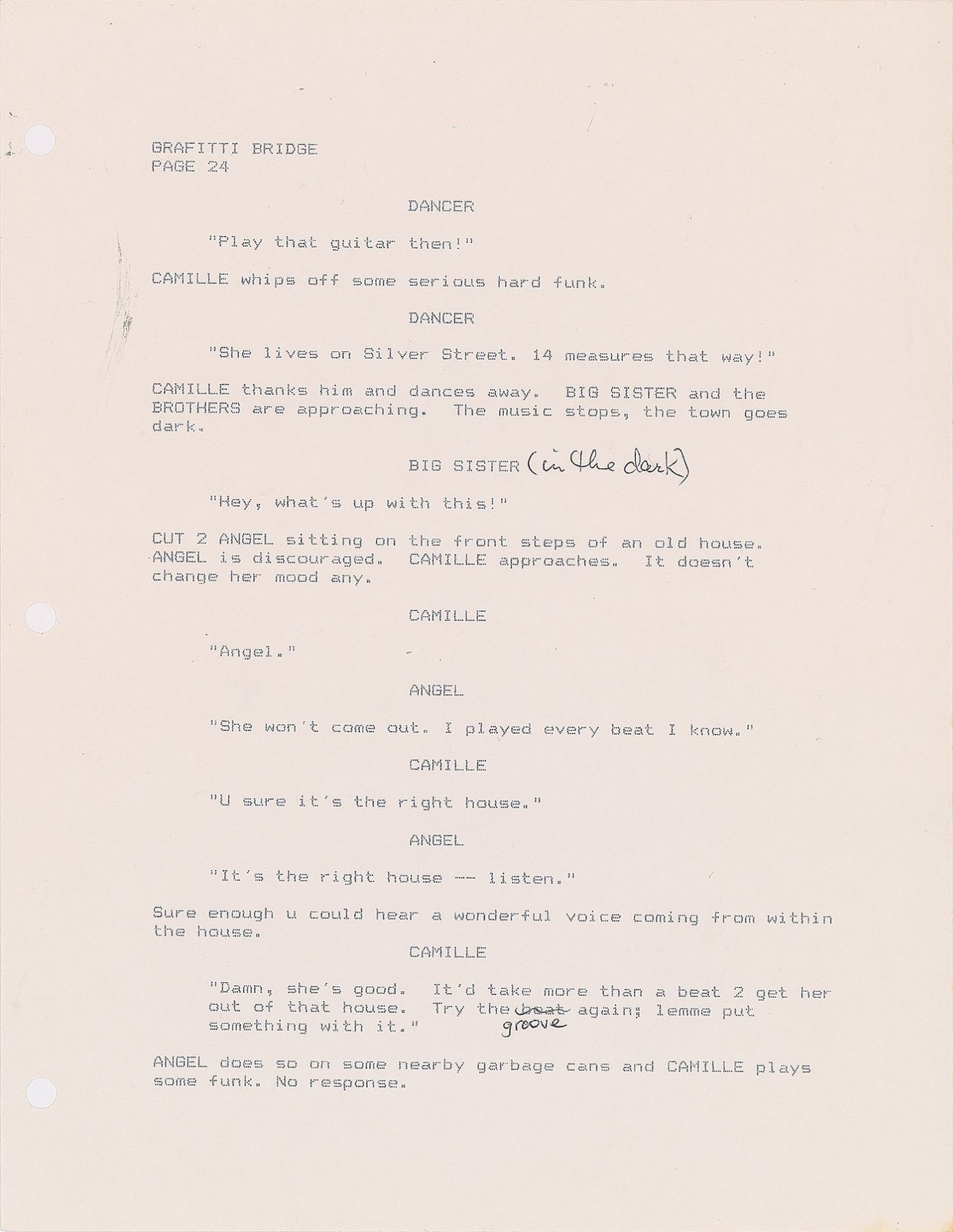 Prince Graffiti Bridge Script With Handwritten Notes