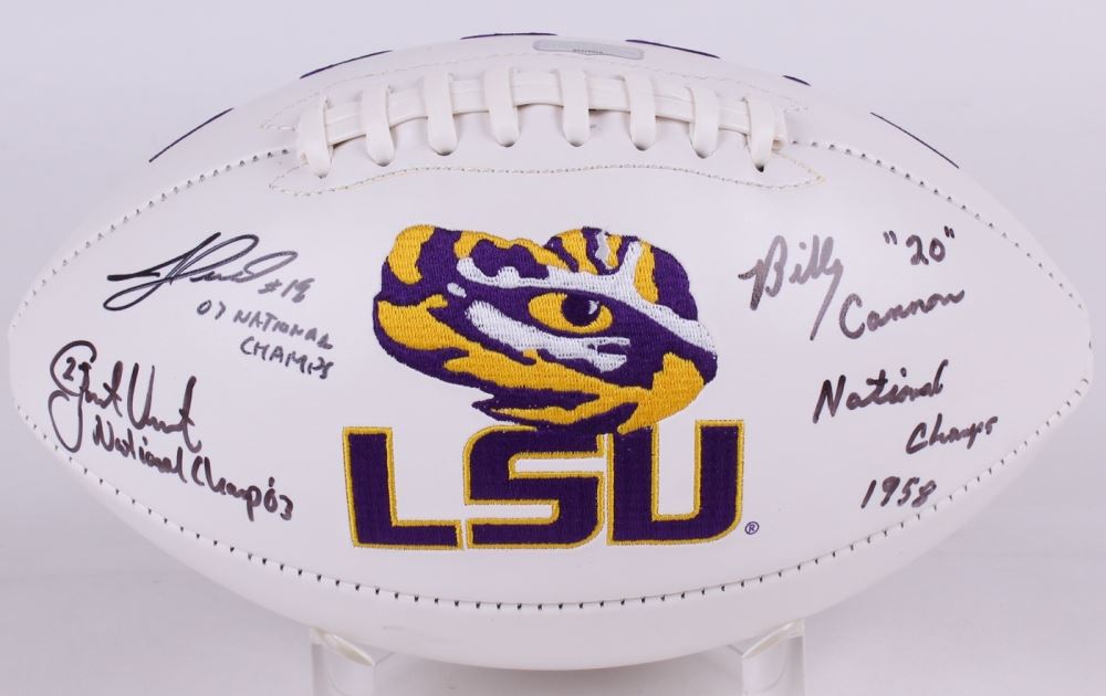 Billy Cannon, Justin Vincent Jacob Hester Signed LSU Logo Football with ...