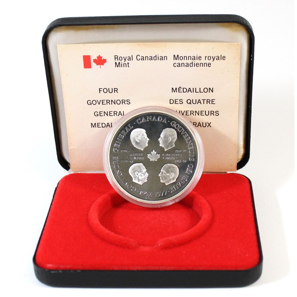 1952-1977 Canada Four Governors General Sterling Silver Medallion.