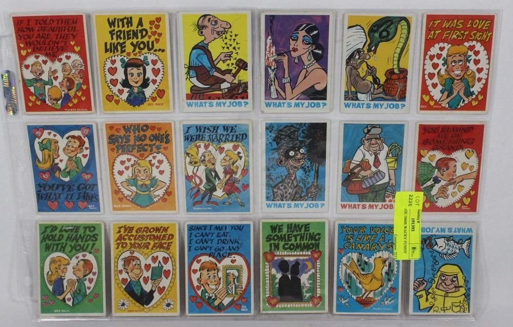 18 VINTAGE 1960S WACKY FUNNY CARDS.