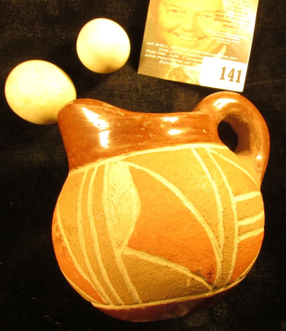 Native American Style Miniature Clay Pitcher; & a pair of Pioneer fired ...