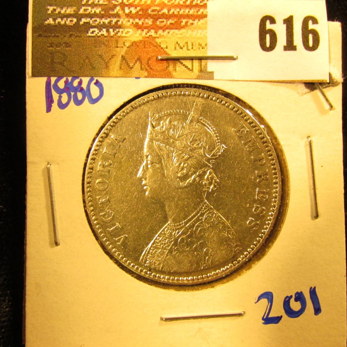1880 Silver Indian One Rupee