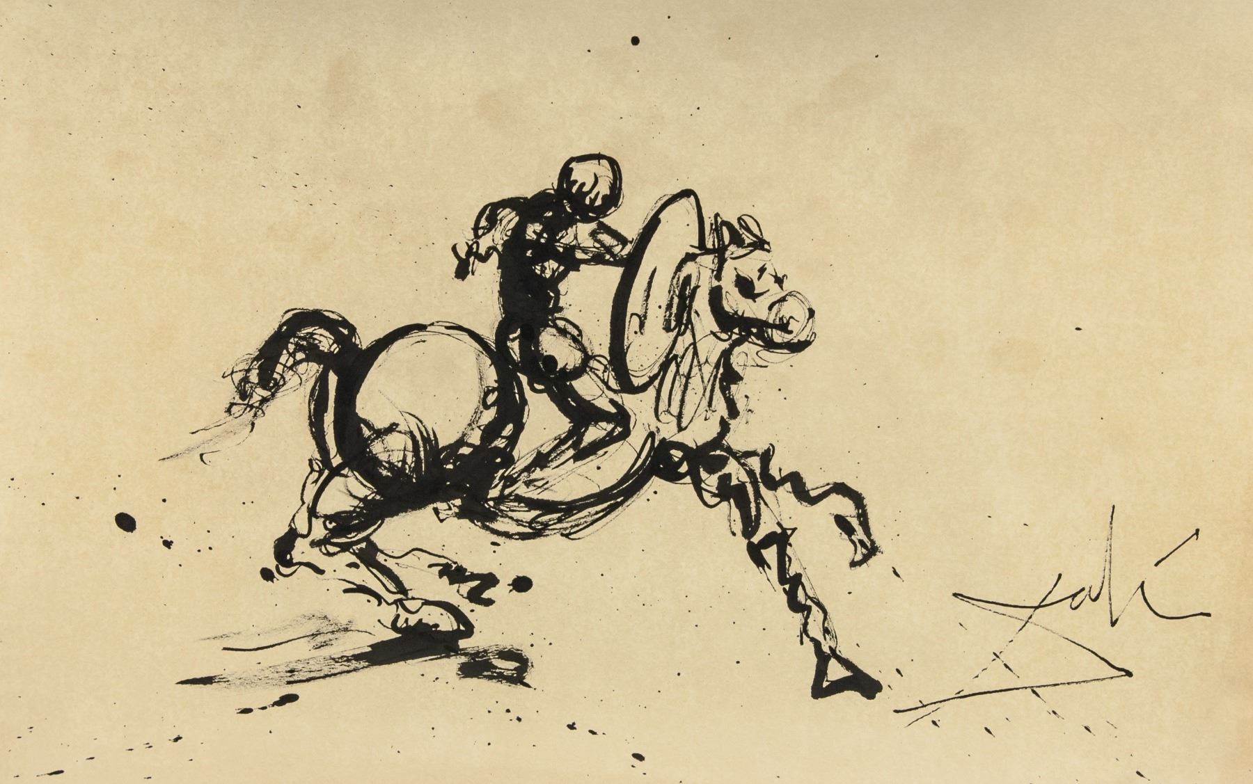Salvador Dali 1904-1989 Spain Ink Study Knight