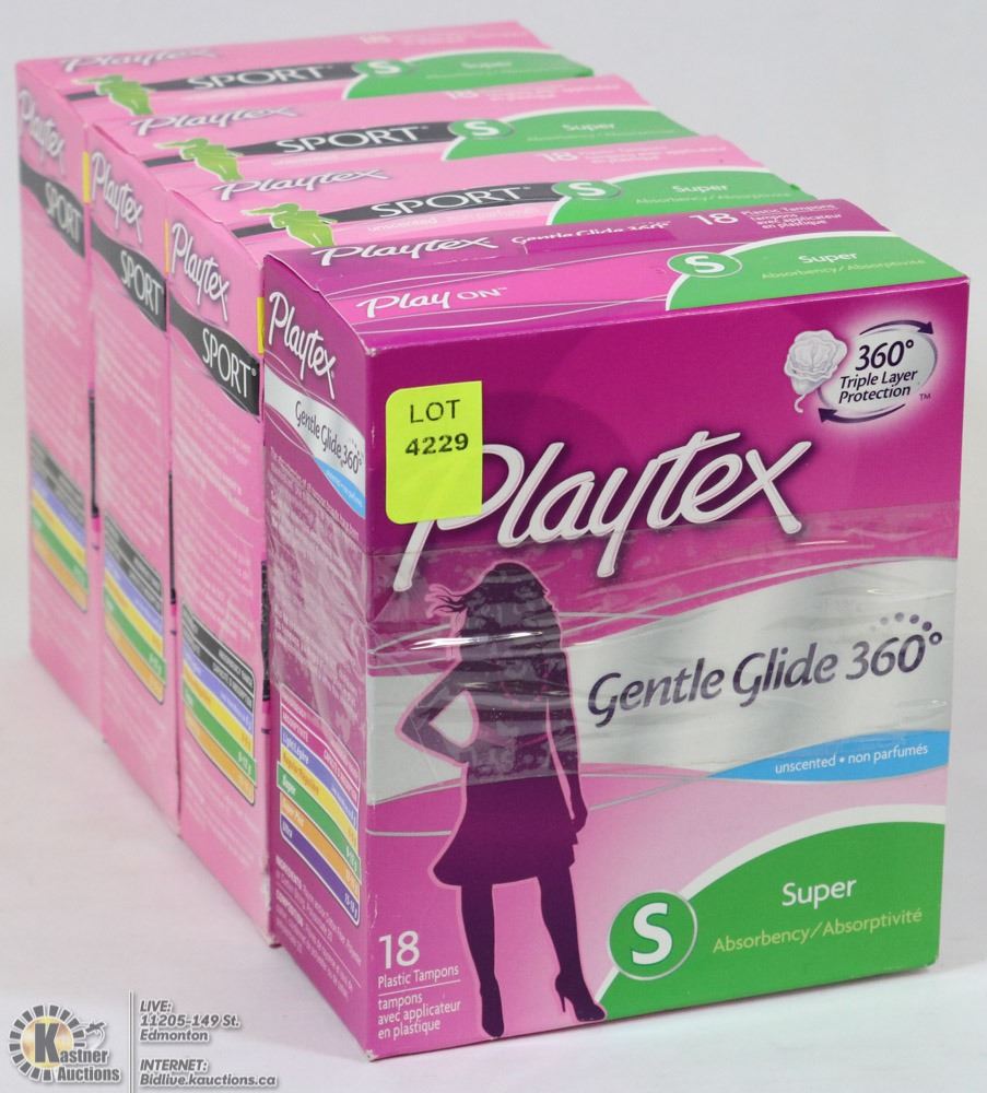 4 BOXES PLAYTEX SUPER SPORT & GENTLE GLIDE 360