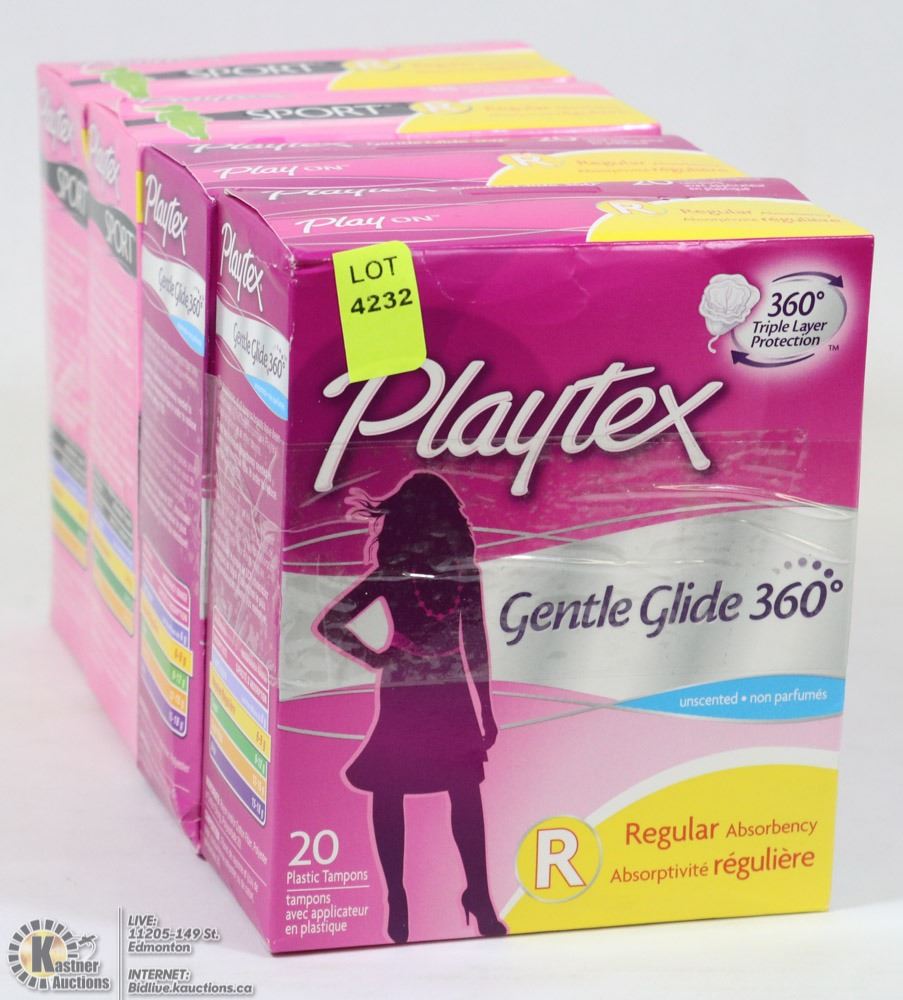 4 BOXES PLAYTEX REGULAR SPORT & GENTLE GLIDE 360