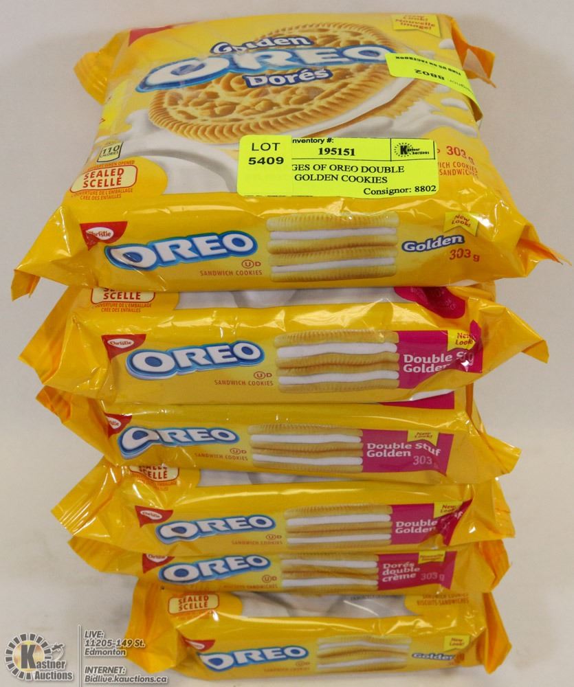 6 PACKAGES OF OREO DOUBLE STUFFED GOLDEN COOKIES