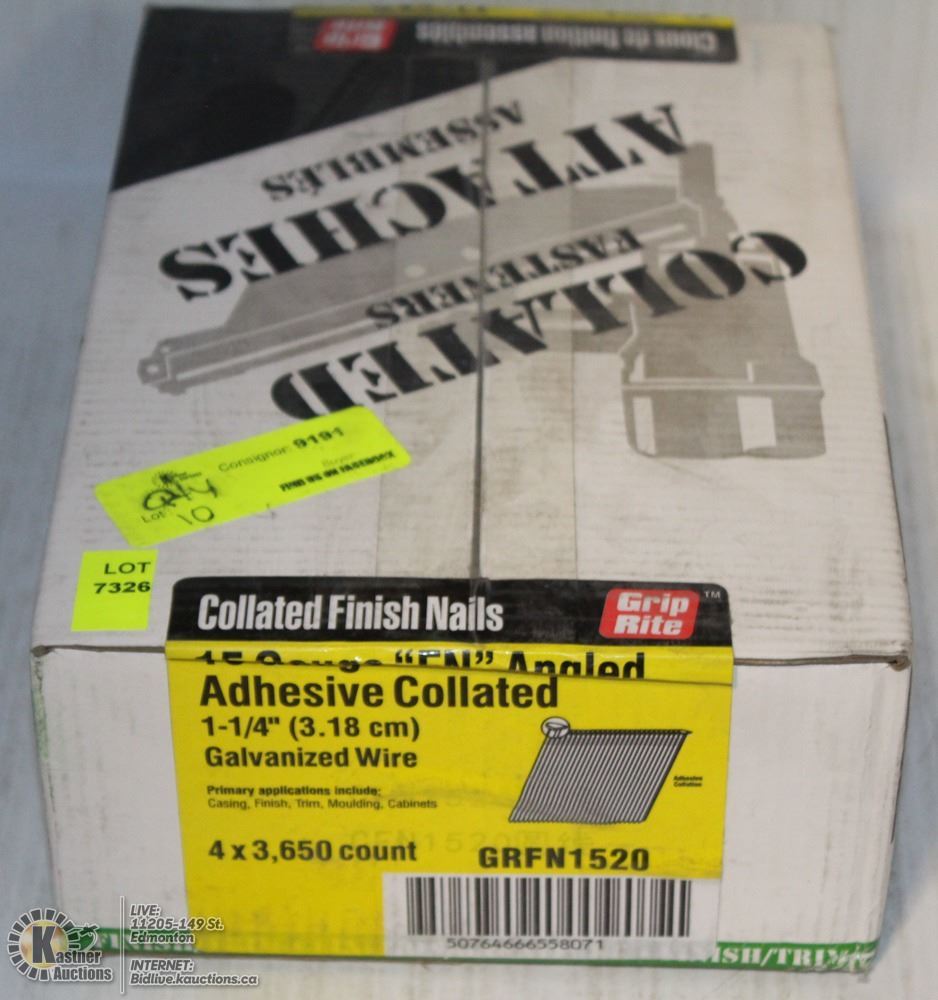 CASE OF GRIP-RITE 15-GAUGE 1-1/4" COLLATED NAILS