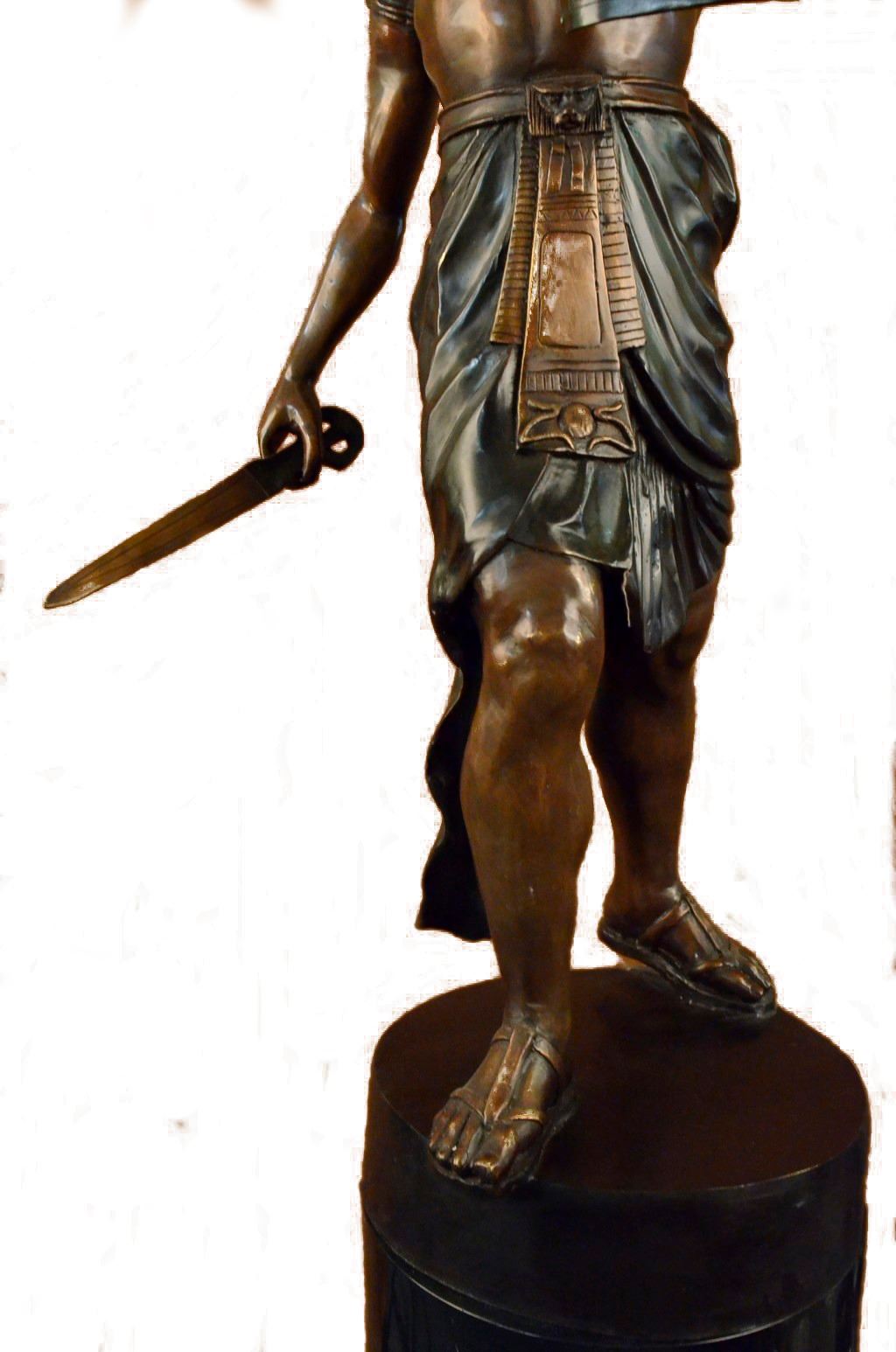 Egyptian King Tut Heavy Bronze Sculpture on Marble Base Figurine