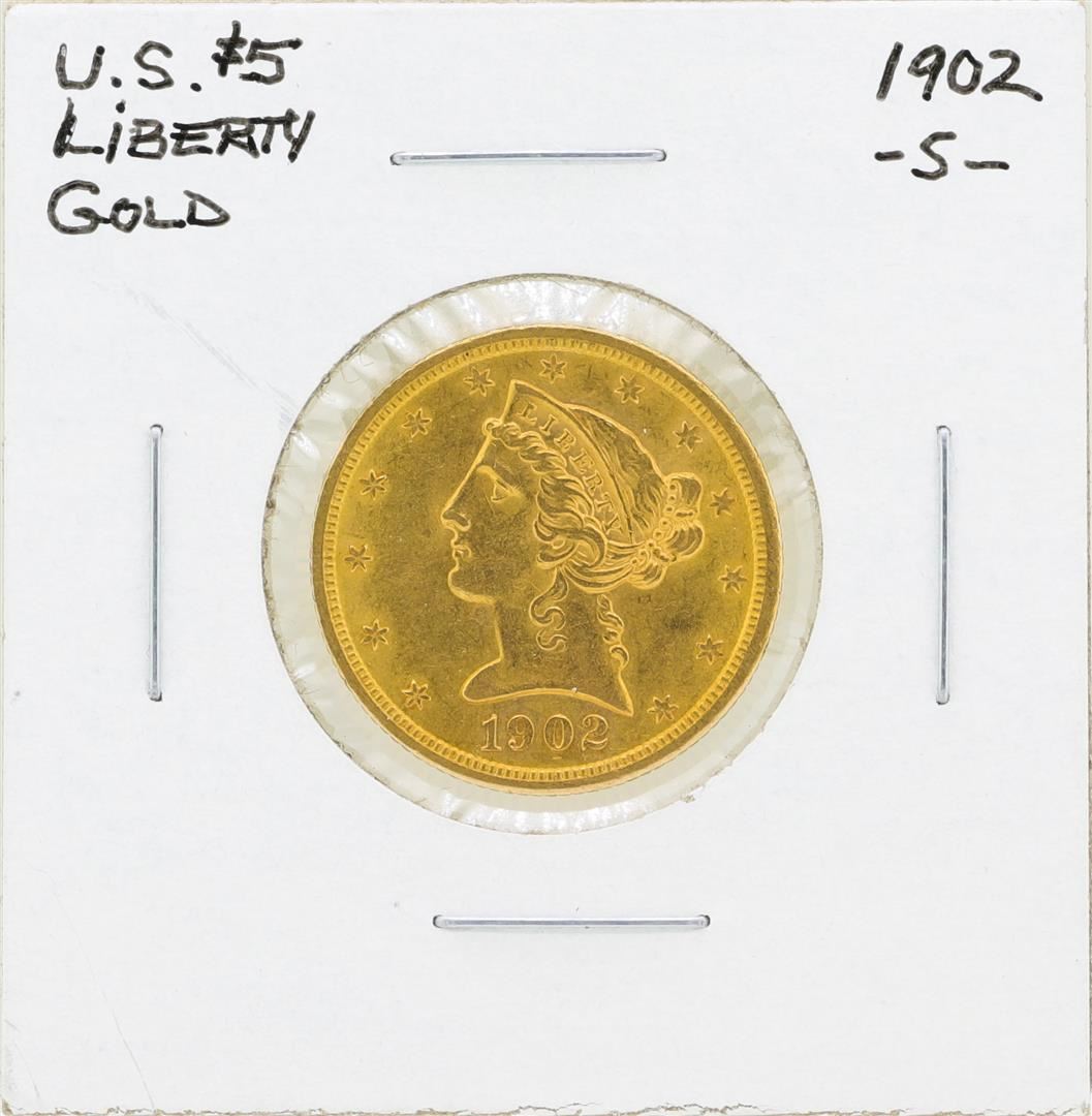 1902-S $5 Liberty Head Half Eagle Gold Coin