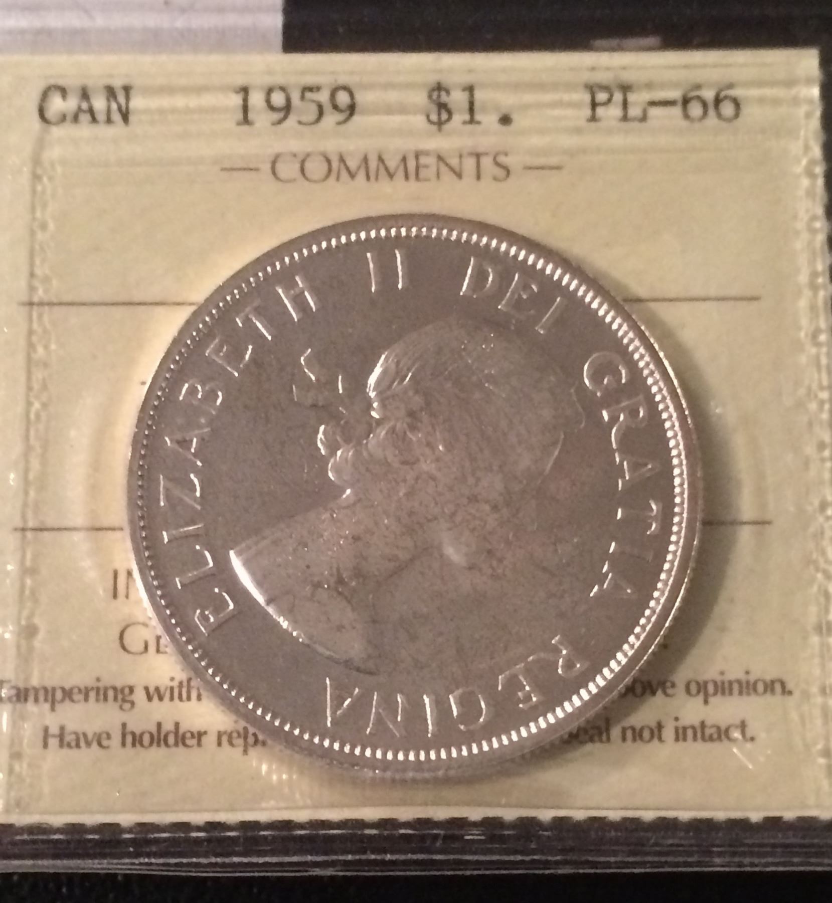 1959 Canada Silver Dollar ICCS PL66