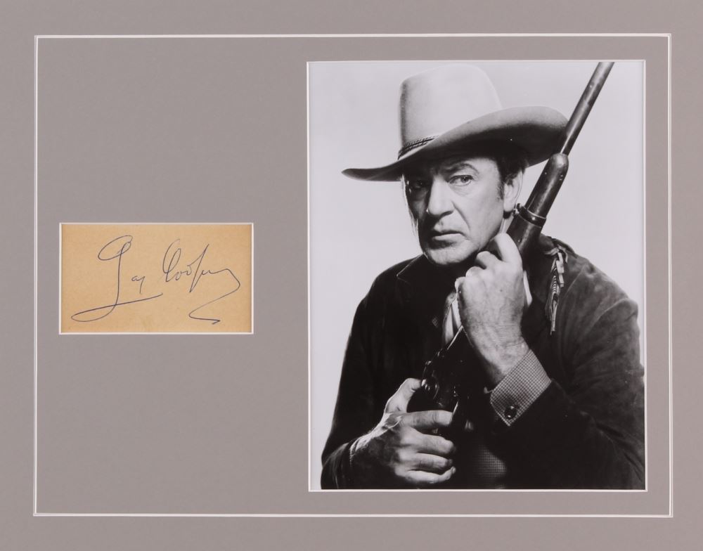 Gary Cooper Signed 11x14 Custom Matted Cut Display (JSA LOA)