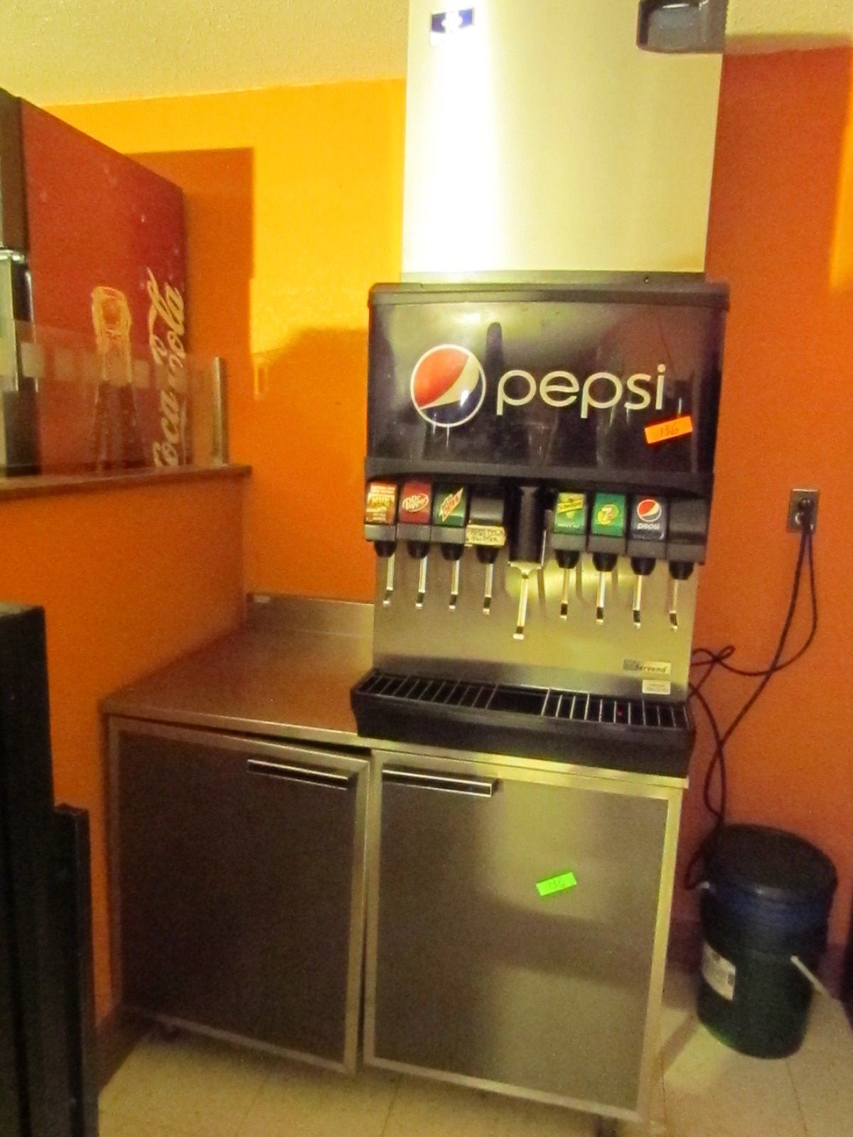 Pepsi fountain, steel dispenser with Manitowec ice machine & stainless ...