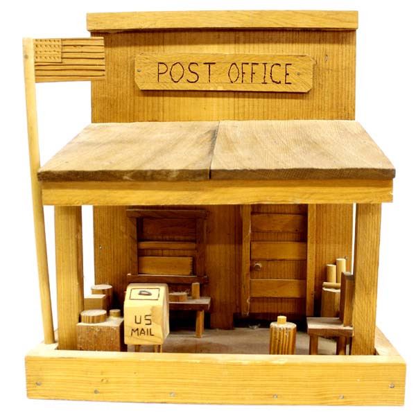 Wood Folk Art Miniature Post Office