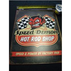 Speed Demon hot rod tin sign