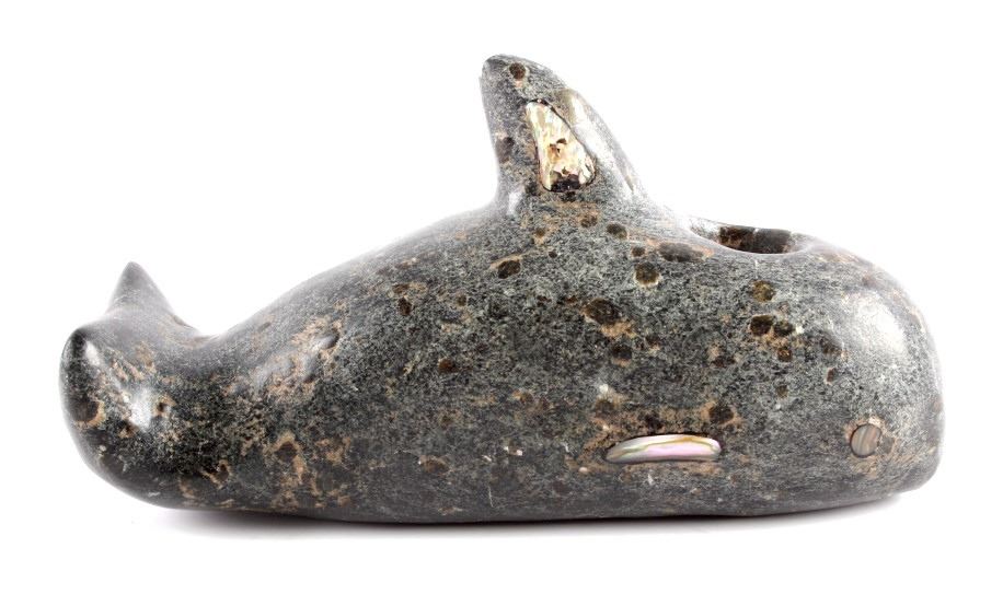 Chumash Indian Steatite Killer Whale Effigy Pipe