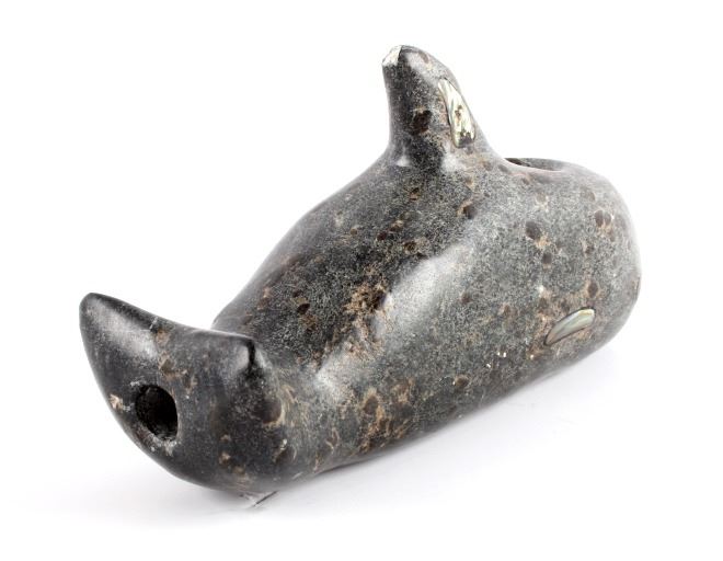 Chumash Indian Steatite Killer Whale Effigy Pipe