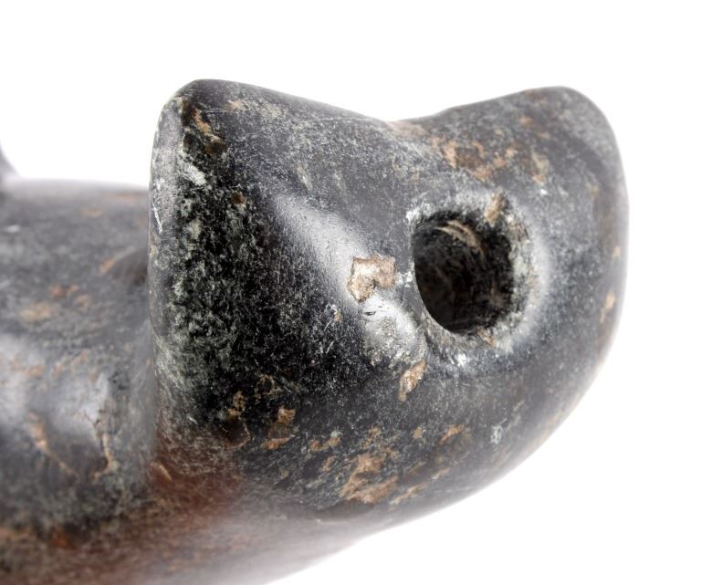 Chumash Indian Steatite Killer Whale Effigy Pipe
