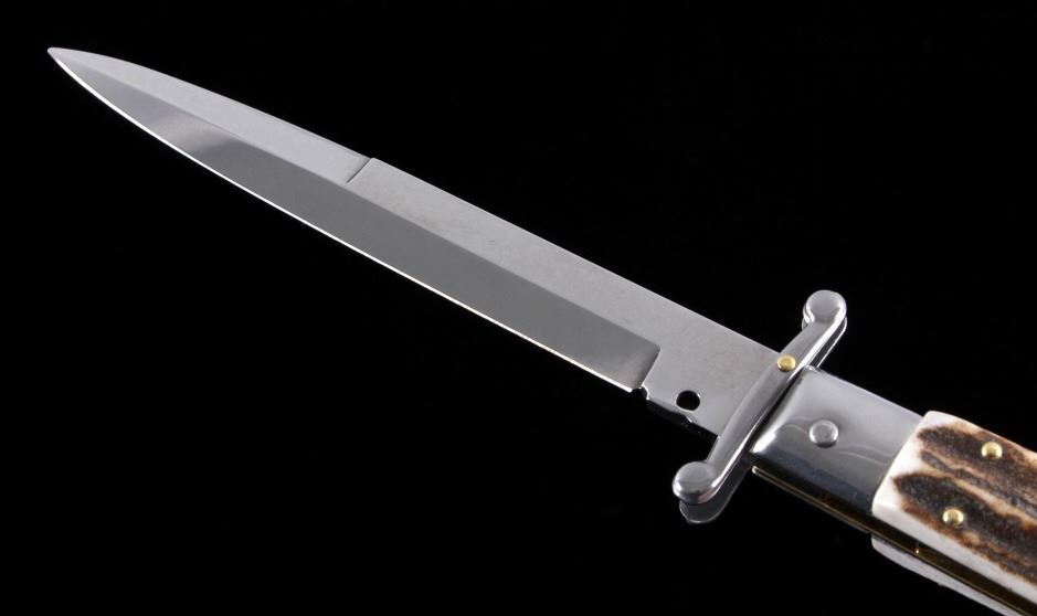 Frank B. Italian Stiletto Stag Horn Switchblade
