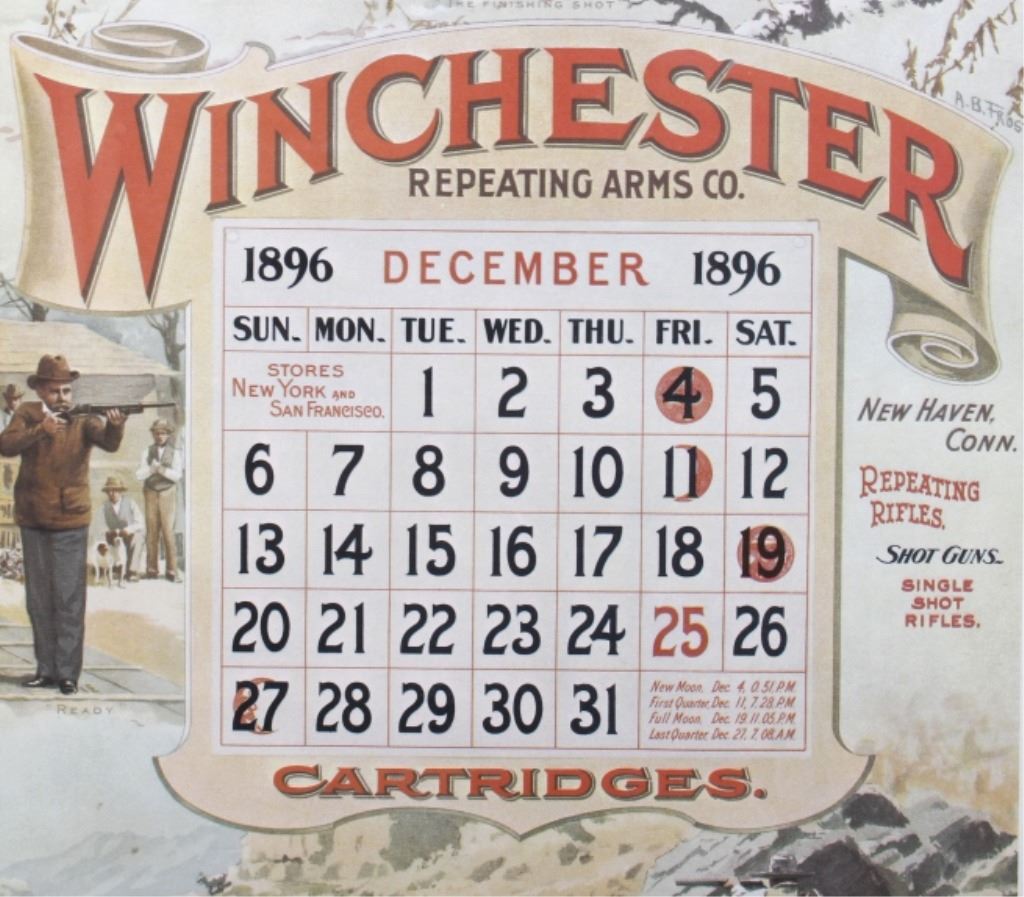 Winchester Repeating Arms Calendar Dec. 1894/95/96