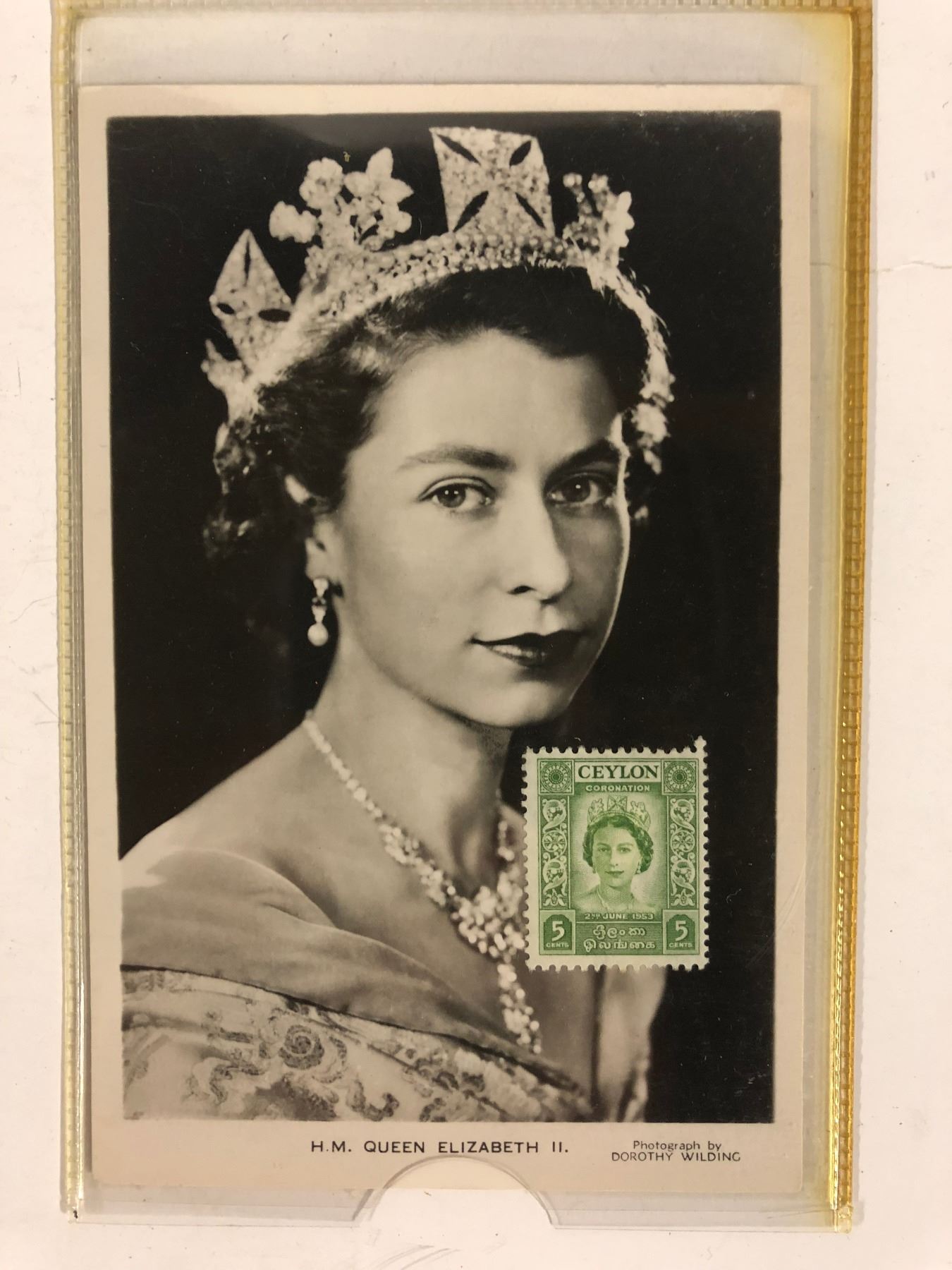 Ceylon 1953 Coronation Stamp (5 CENTS) QUEEN ELIZABETH II