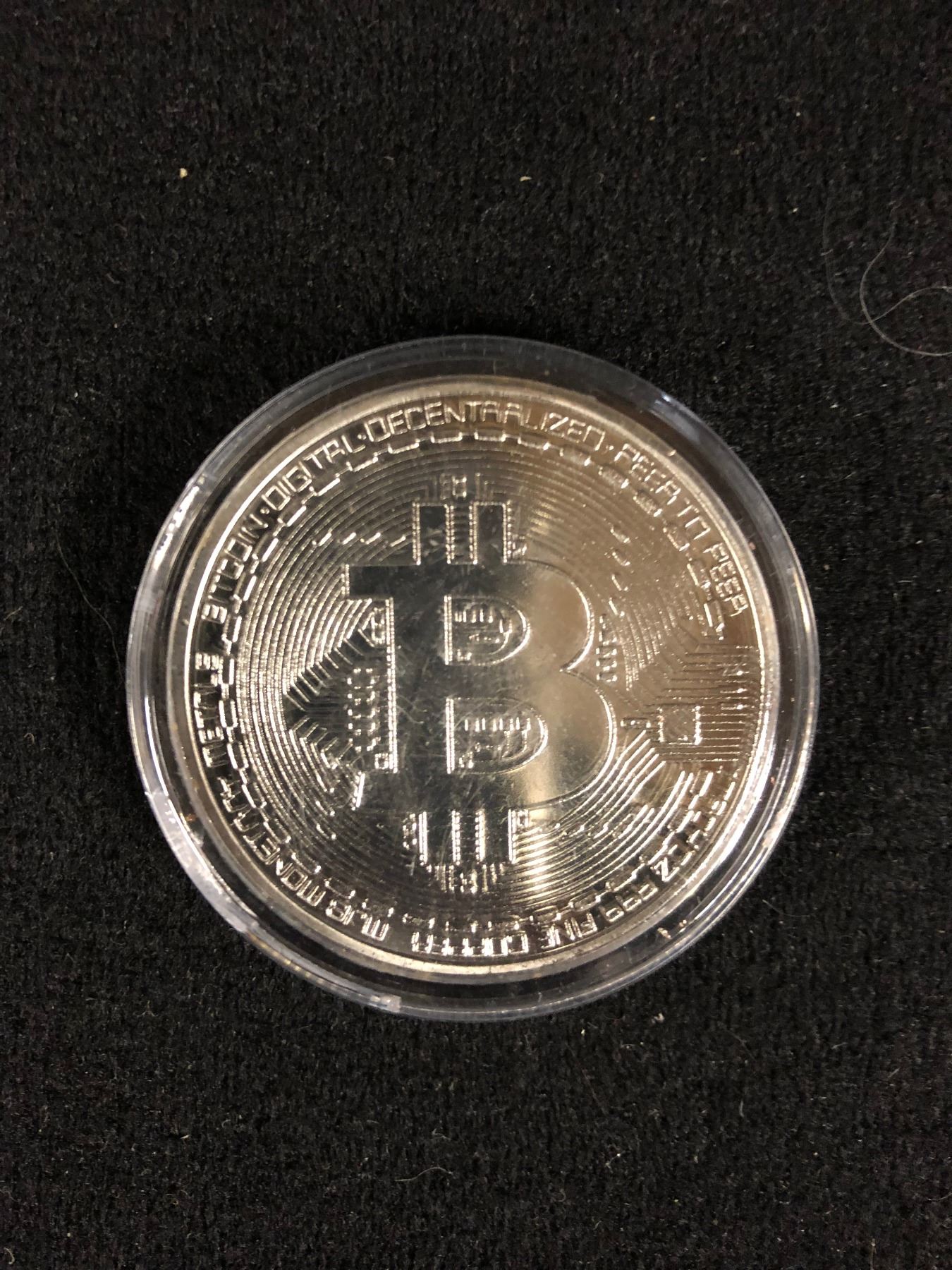 Bitcoin 1 oz .999 Pure Solid Silver Plated Commemorative Coins ...