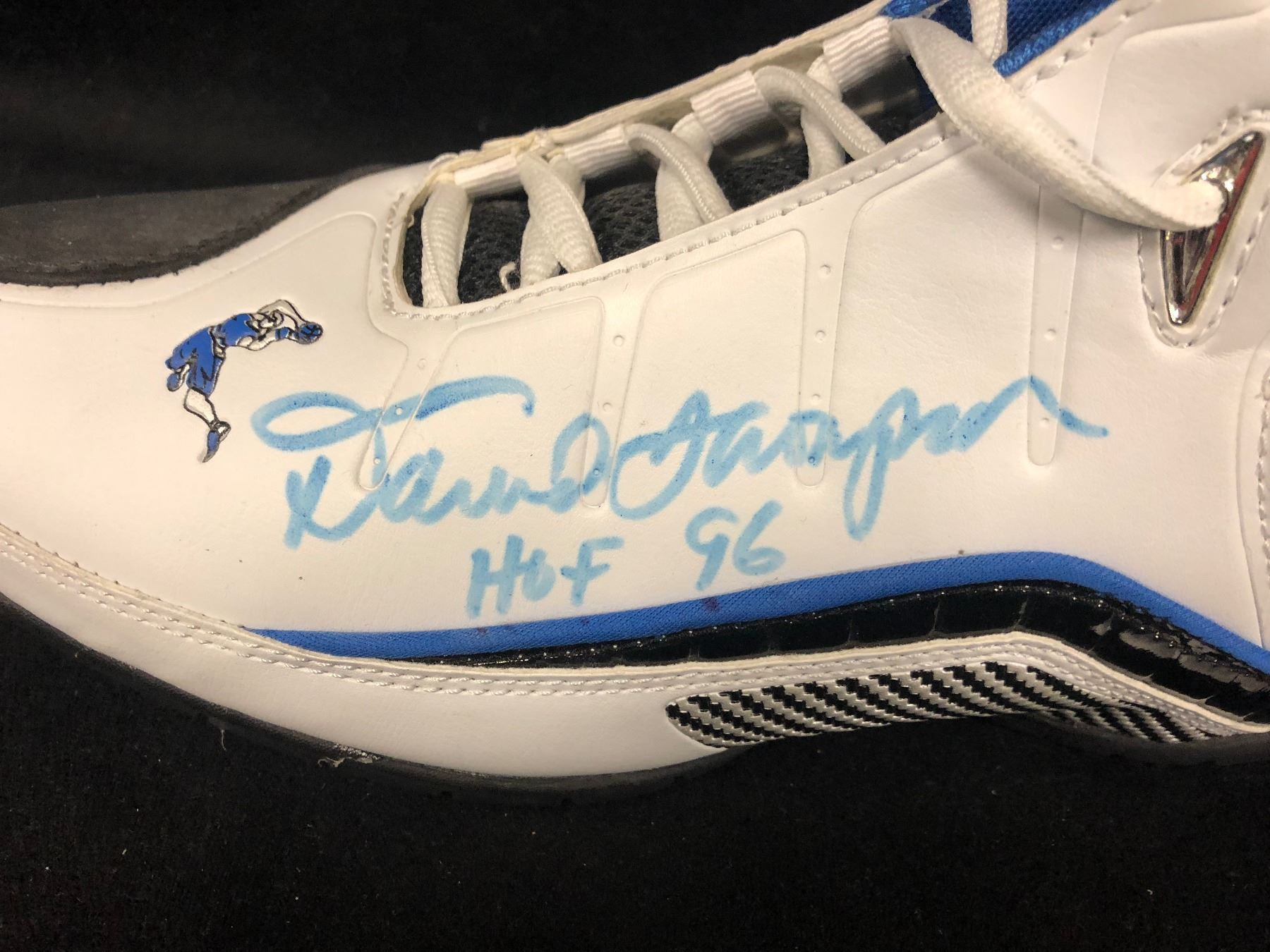 DAVID THOMPSON AUTOGRAPHED BASKETBALL SHOE W/ COA (INSCRIBED H.O.F 96)