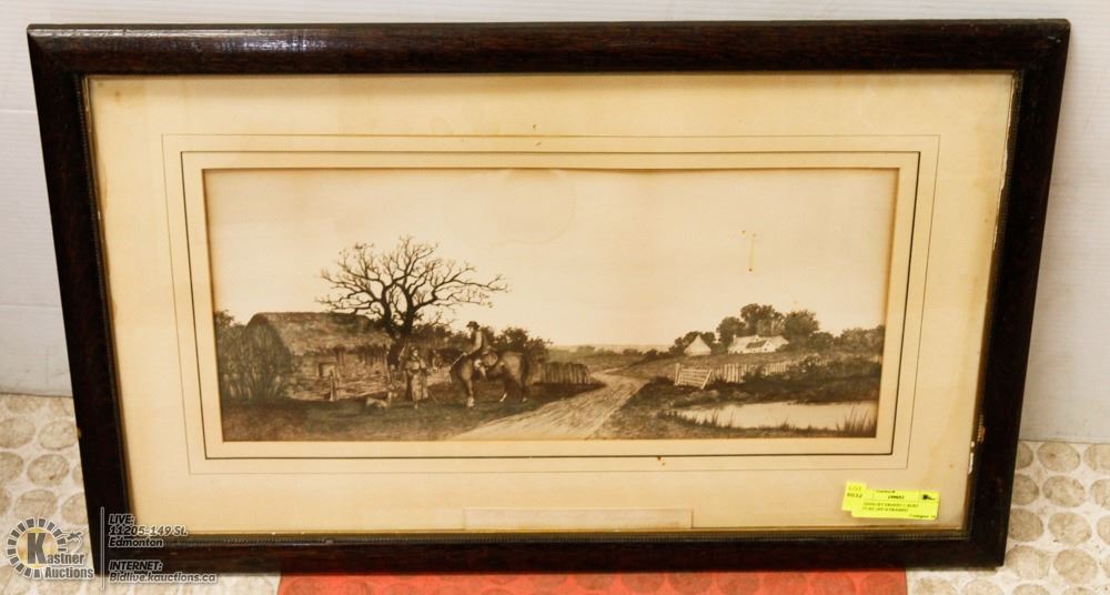 ETCHING BY ERNEST C ROST PICTURE 28X18 FRAMED