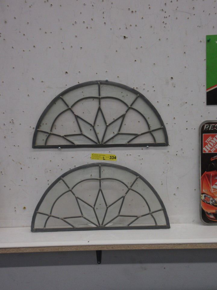 2 Leaded Glass Half Moon Windows