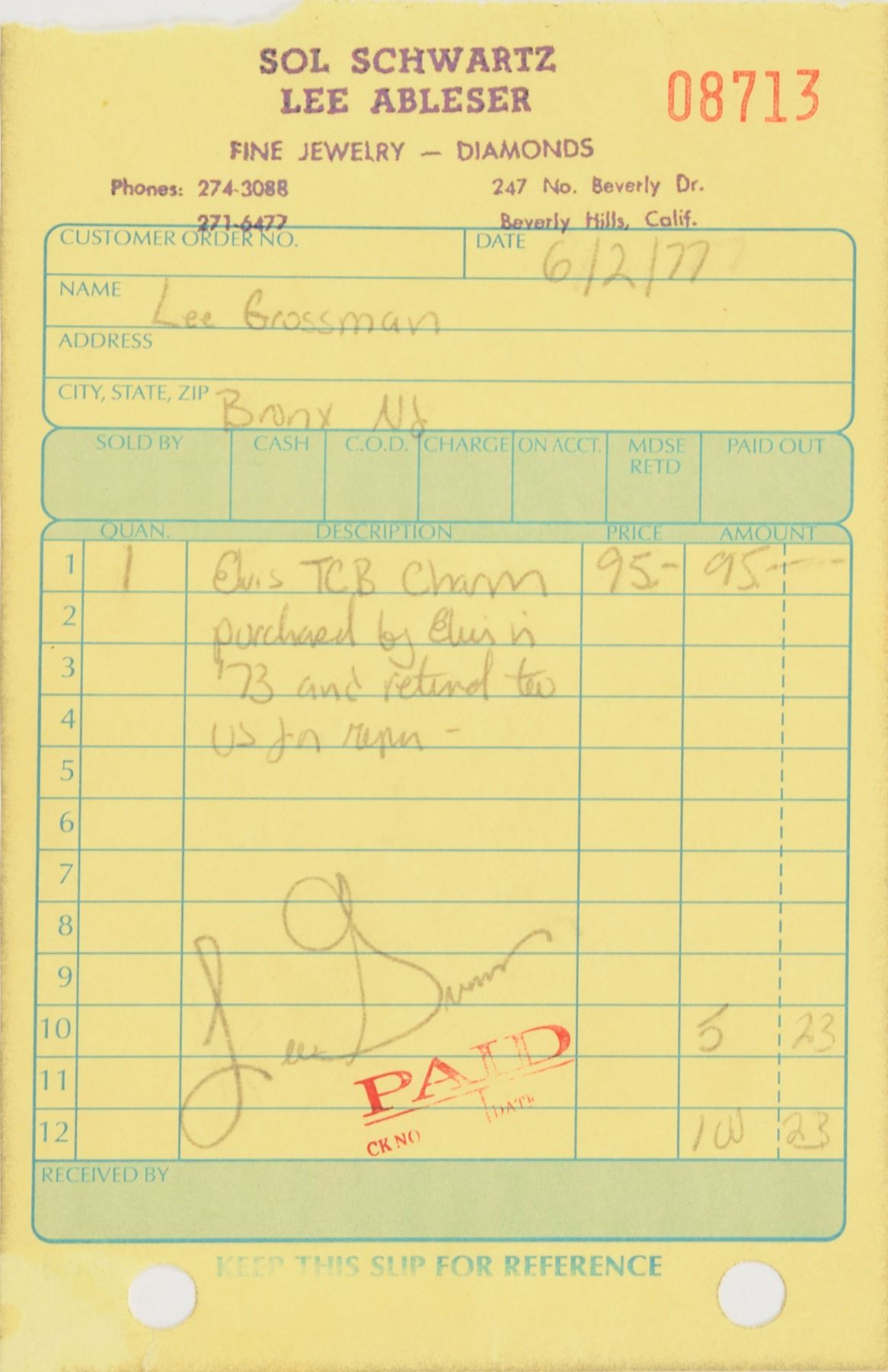 Elvis Presley 14K Gold TCB Necklace