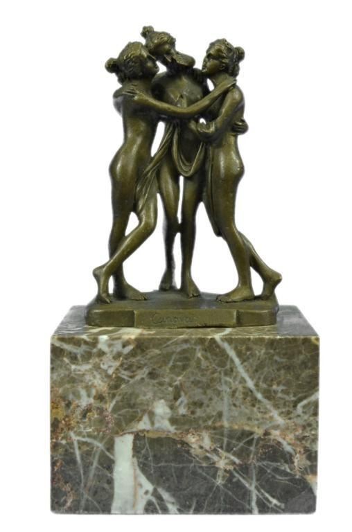 Signed Antonia Canova 3 Graces Bronze Sculpture Statue