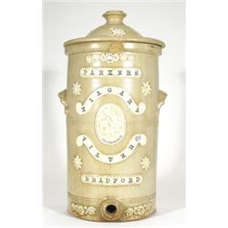 Victorian stoneware Parkers Niagara water filter, relief moulded with ...