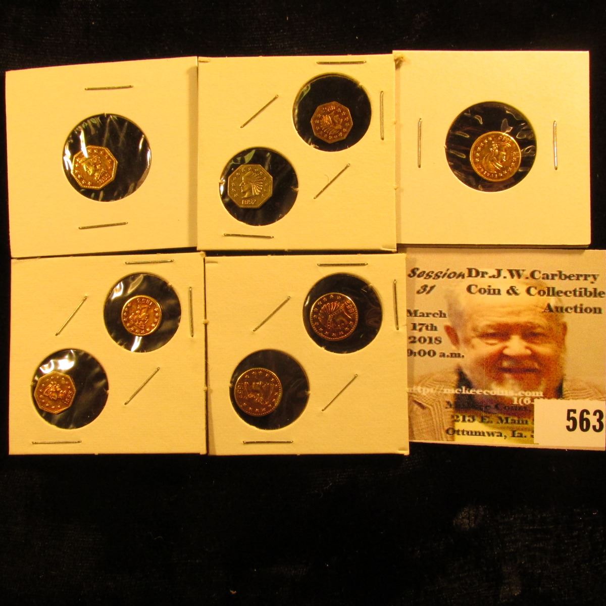 Group of (8) different Gilt "California Gold" Tokens. All appear to BU ...