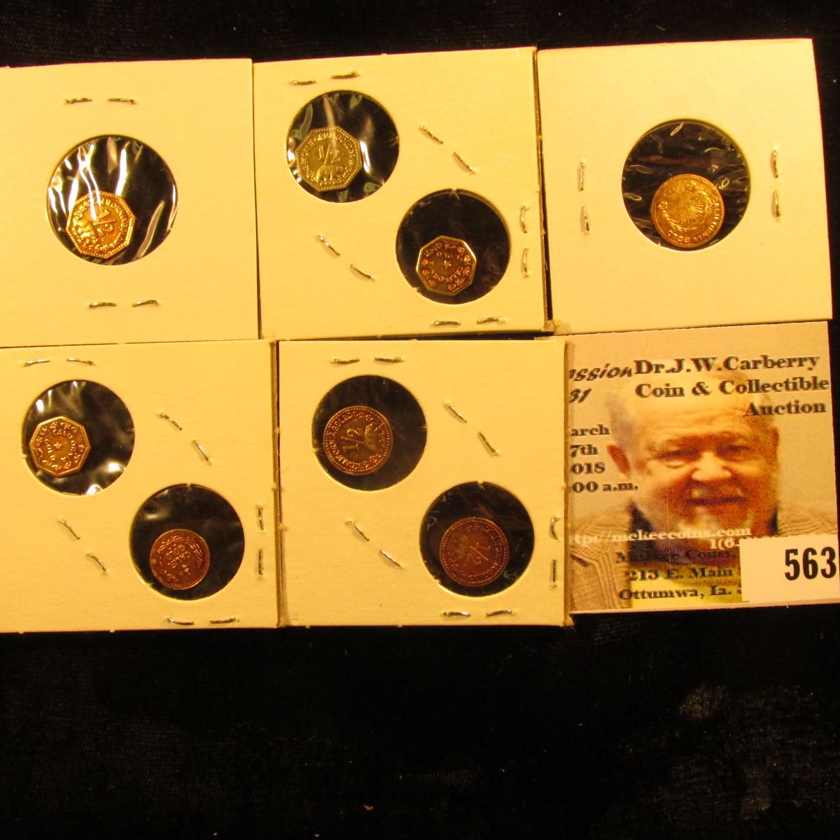 Group of (8) different Gilt "California Gold" Tokens. All appear to BU ...