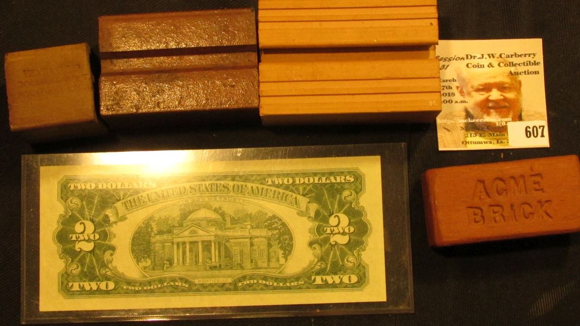 (4) Different embossed Red Clay Bricks: "ACME Brick"; "Denison Kwiklay ...