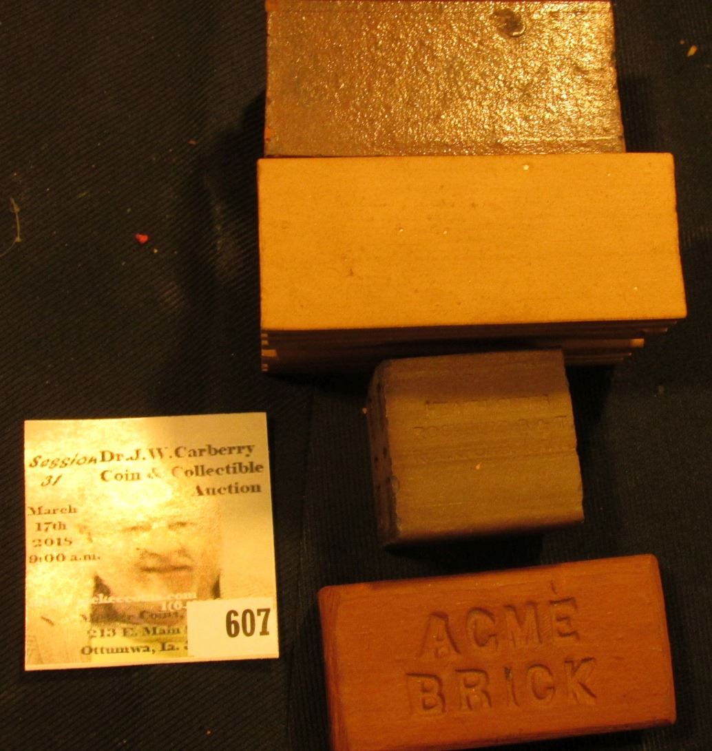 (4) Different embossed Red Clay Bricks: "ACME Brick"; "Denison Kwiklay ...