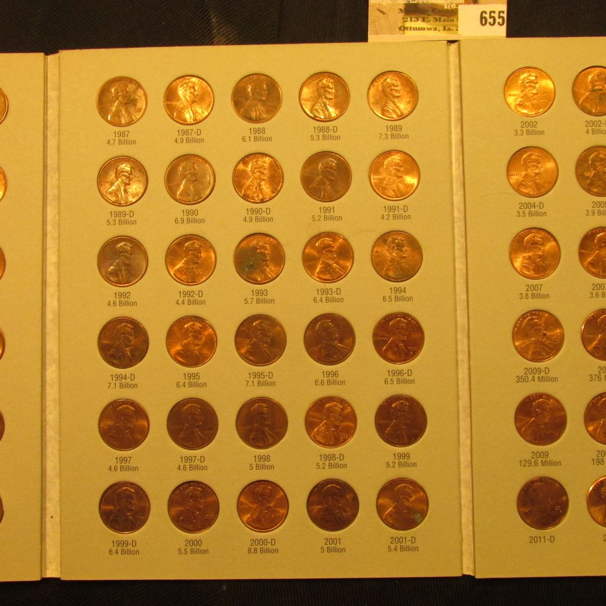 1975-2013 Complete Set of Circulation Strike Lincoln Cents in a Harris ...