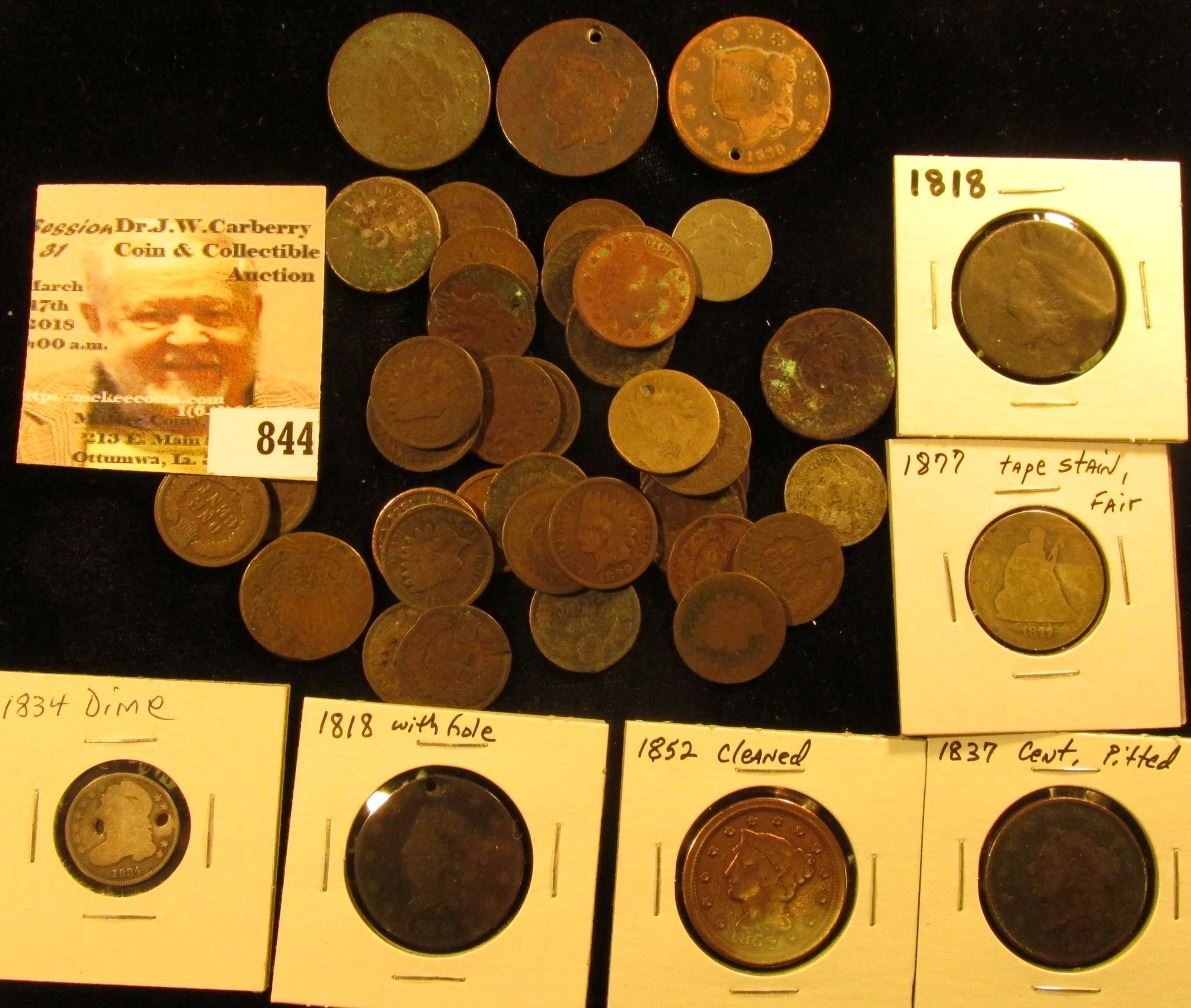 Cull Coin lot: (7) U.S. Large Cents; (32) Indian Head Cents; (2) Two ...