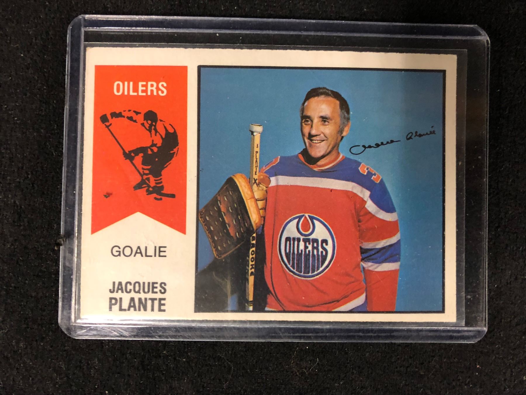 1974-75 #64 OILERS JACQUES PLANTE HOCKEY CARD (RARE)