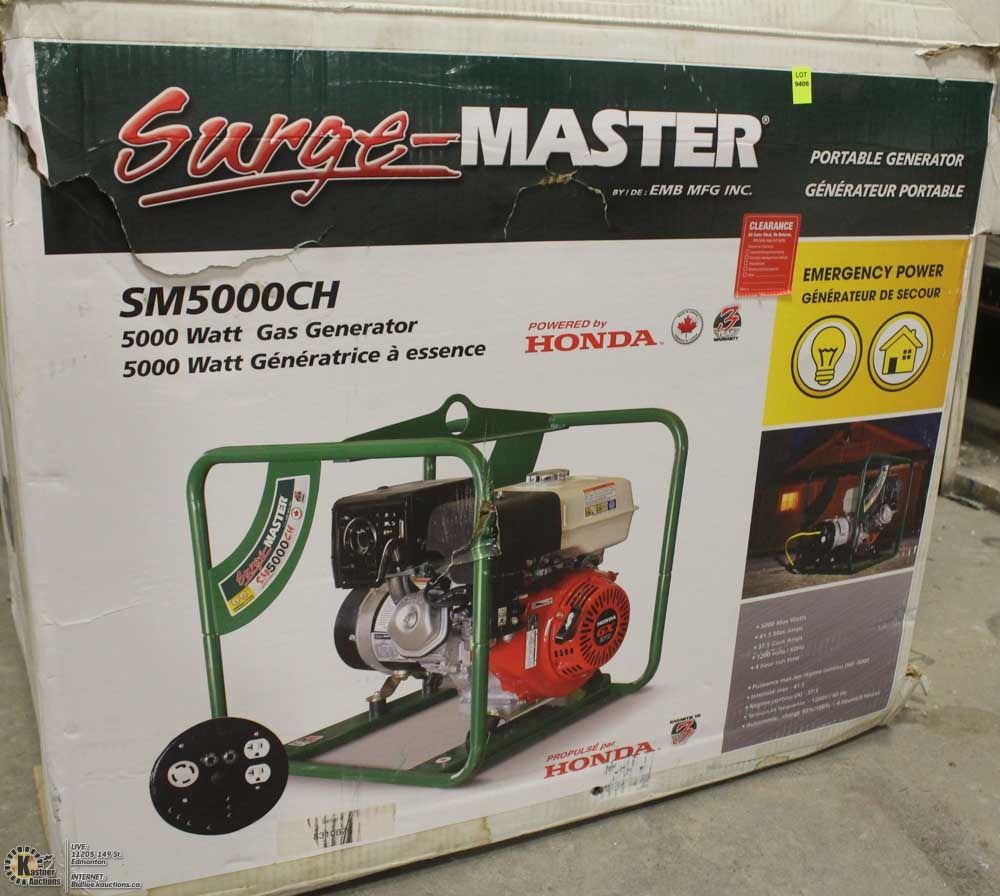 SURGE MASTER SM5000CH 500 WATT GAS GENERATOR WITH - Kastner Auctions
