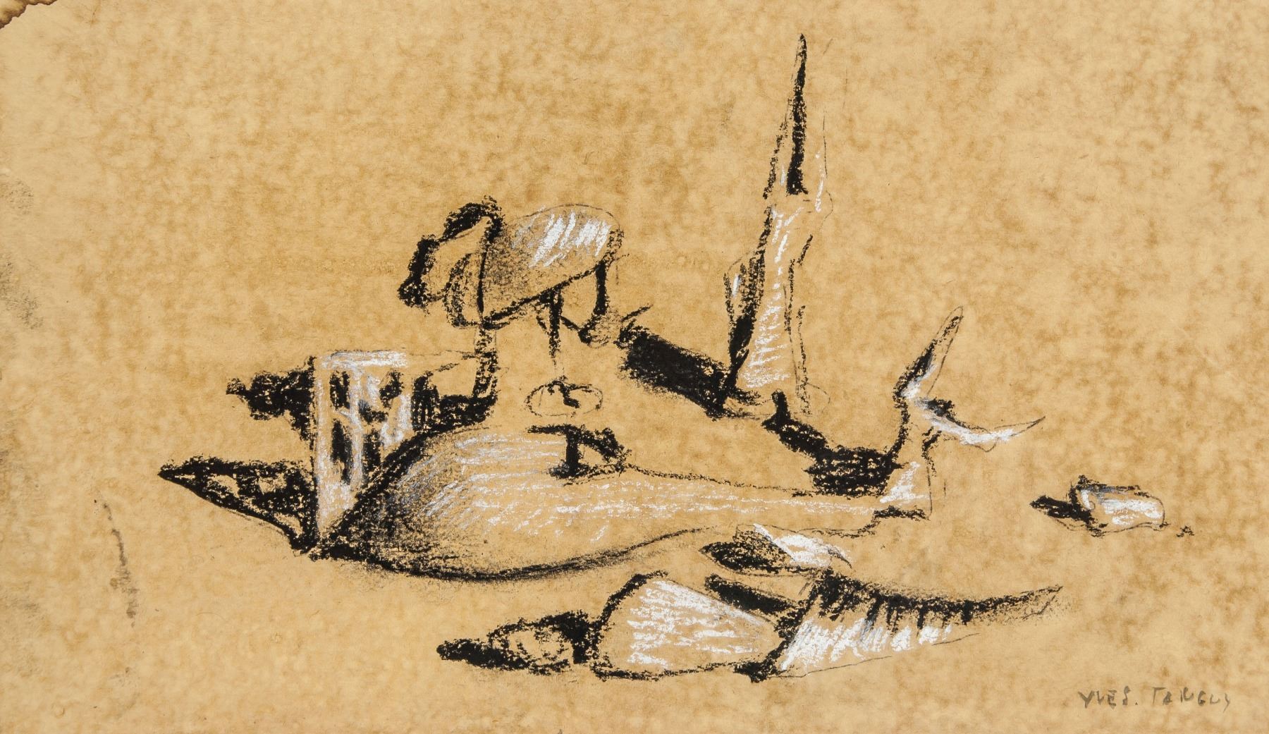 Yves Tanguy 1900-1955 French Charcoal Chalk Study