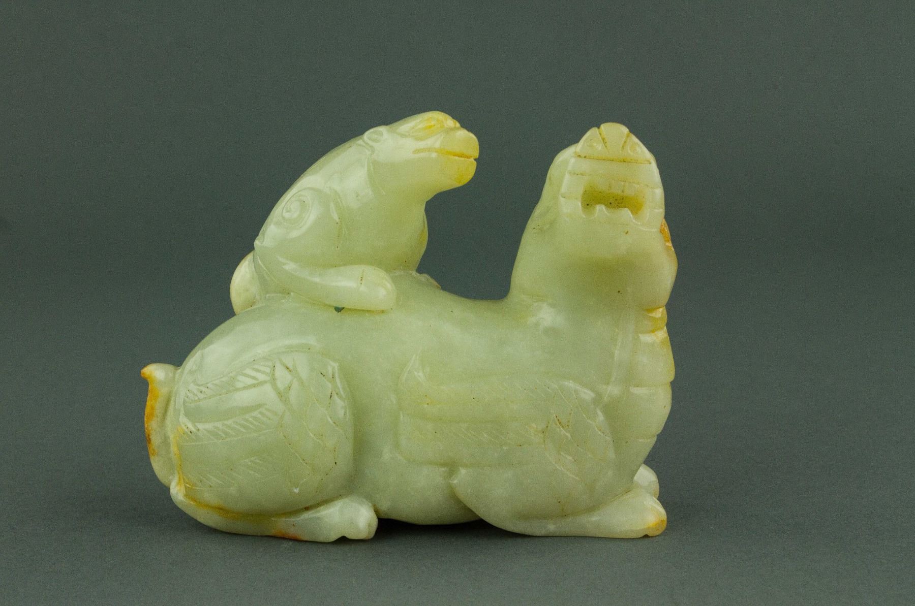 Chinese White Jade Stone Carved Animal