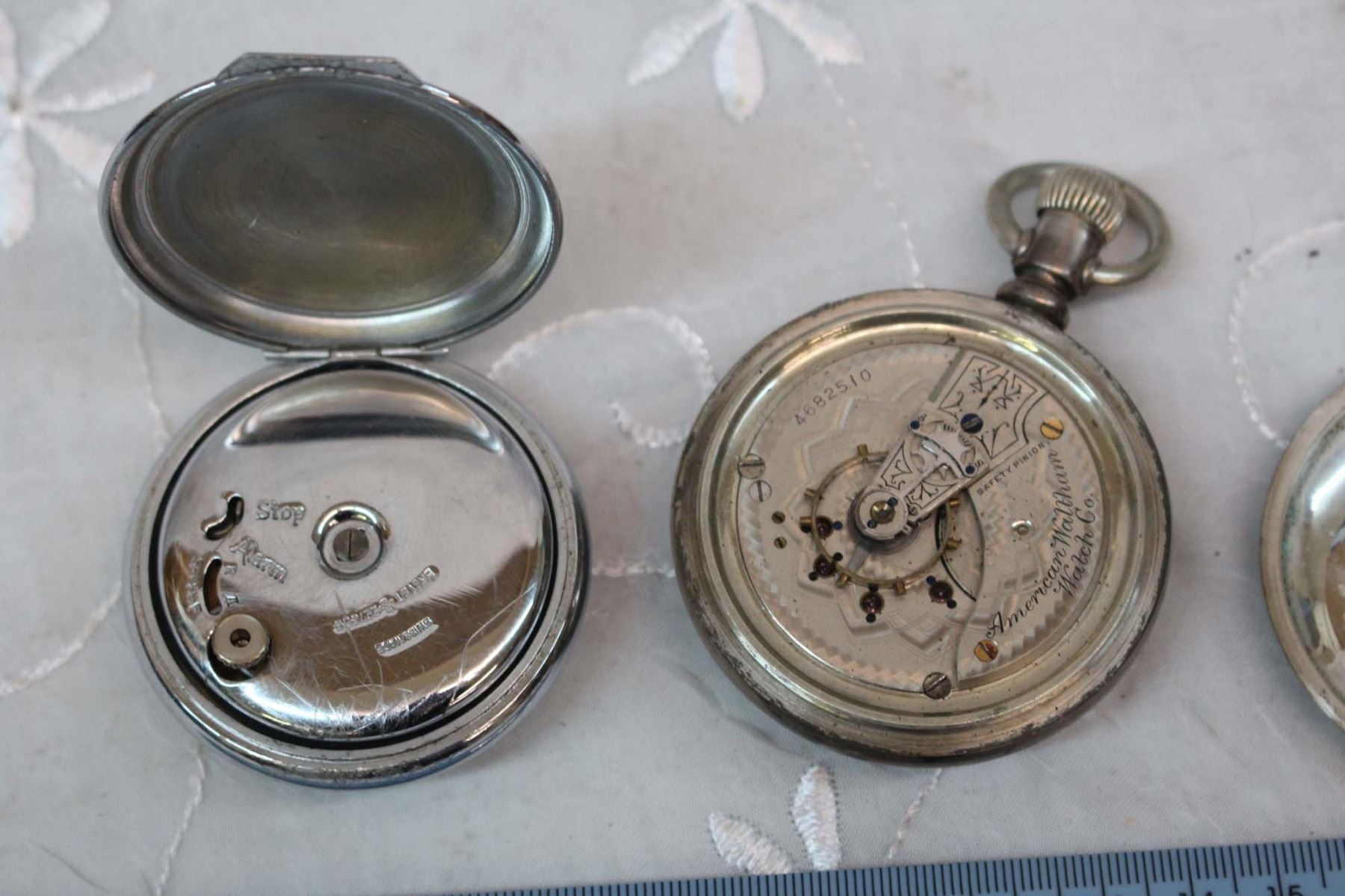 Vintage Pocket Watch & Vintage Stop Watch (Mentor 4 Jewels & American ...