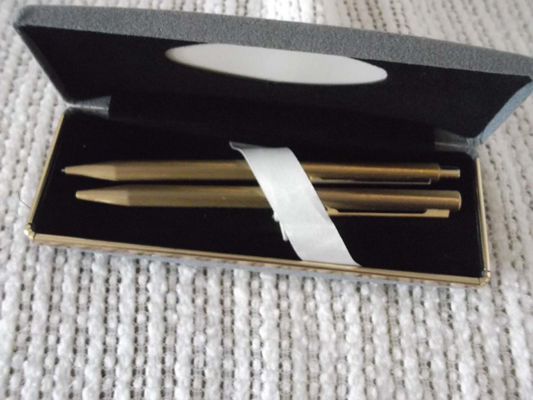 Misc Lot: Foreign Coins & Tokens (9), Pen Set & Cuff Links