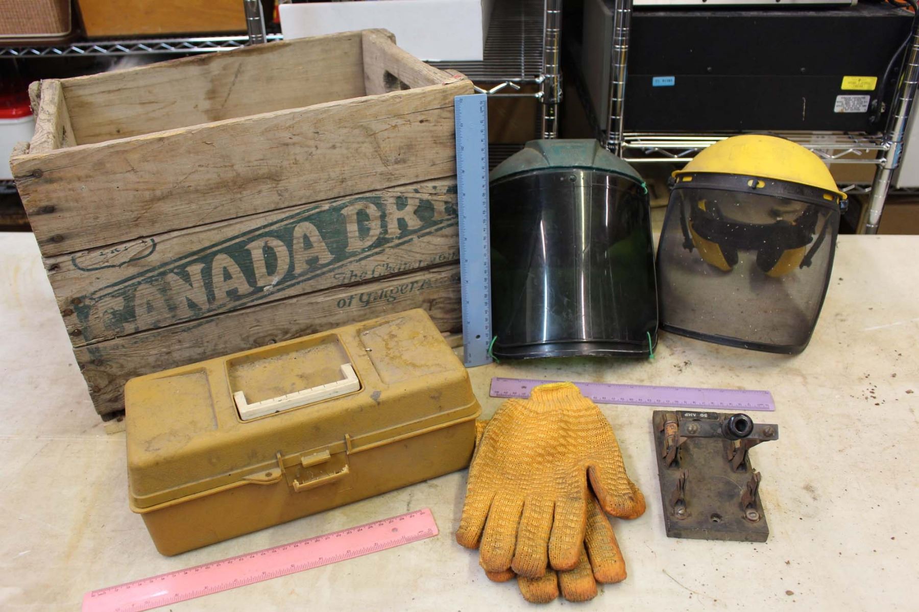 Canada Dry Crate, Welding Masks 2)& A Tool Box