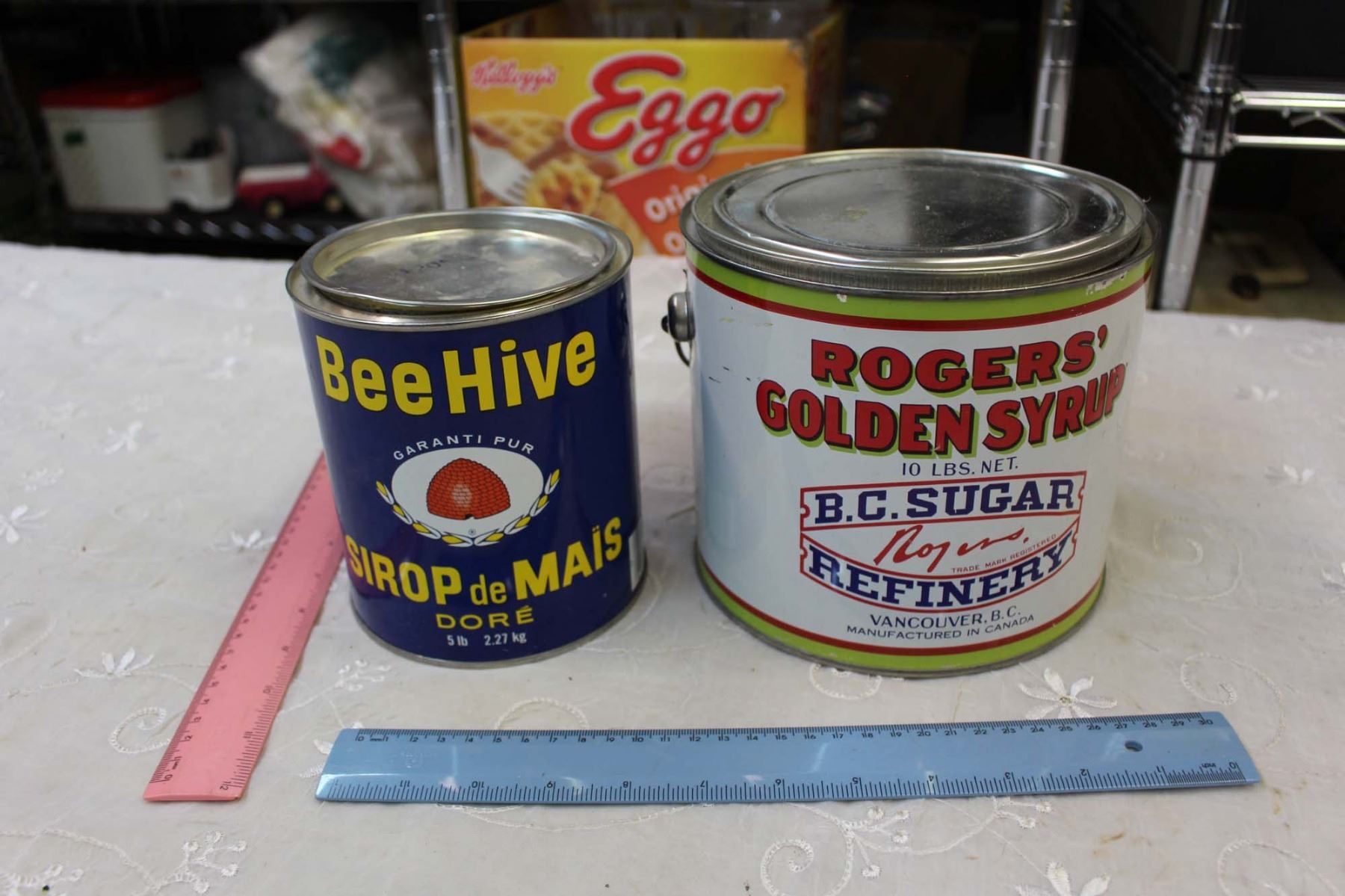 Bee Hive Golden Corn Syrup Tin and Rogers Golden Syrup